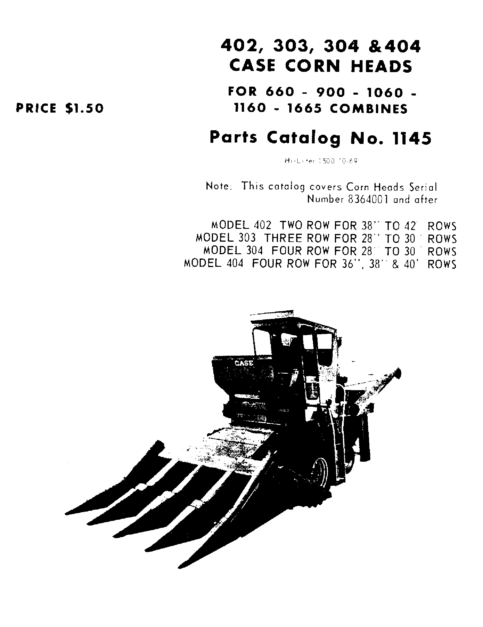 Case IH 303 - CASE 3-ROW CORN HEAD (S/N 8364001 & AFTER)(01/60 - 12/71 ...