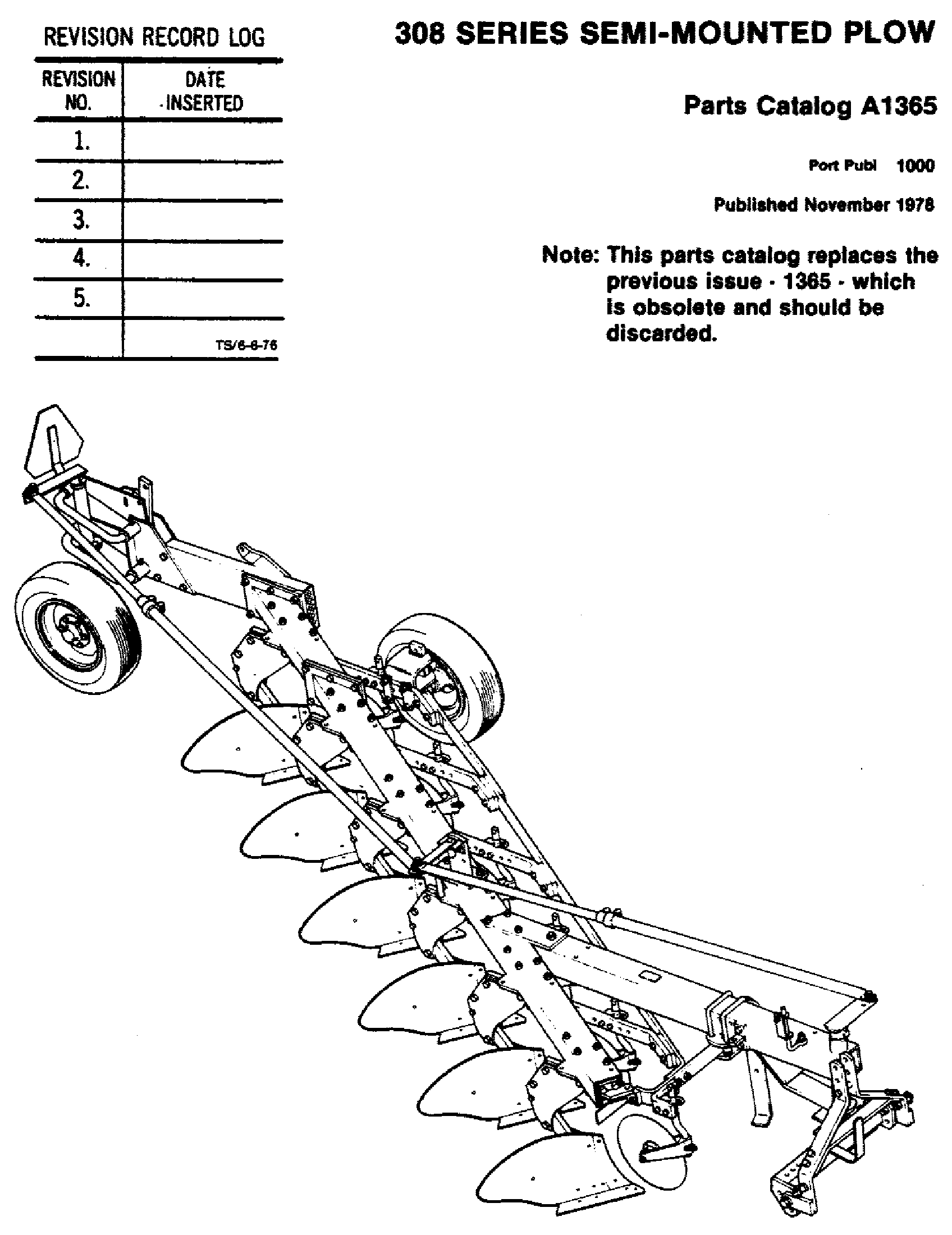 Case IH 308 - CASE SEMI-MOUNTED PLOW(01/76 - 12/83) Parts Diagrams