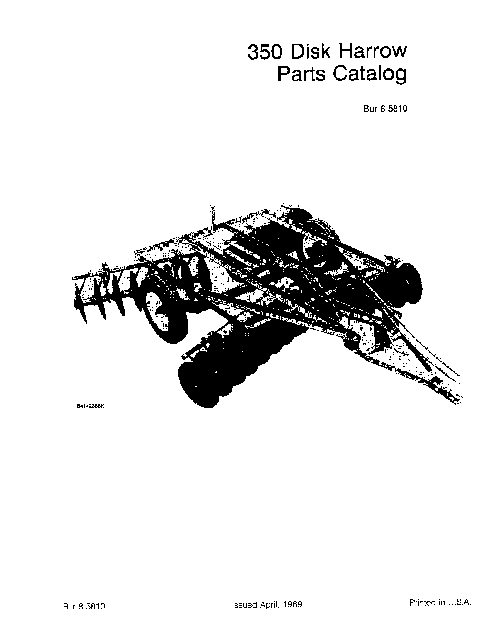 Case IH 350 - CASE IH DISK HARROW(01/74 - 12/91) Parts Diagrams