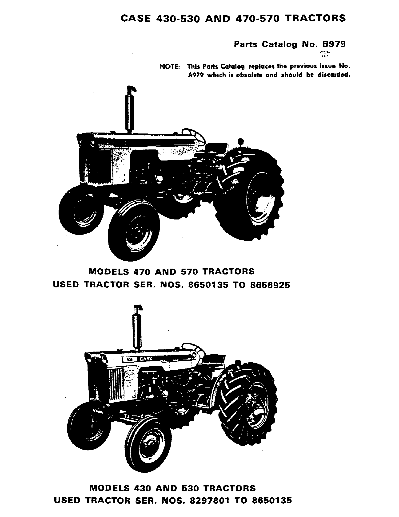 Case IH 430 - CASE DRAFT-O-MATIC TRACTOR (S/N 8297801 TO 8650135)(01/65 ...