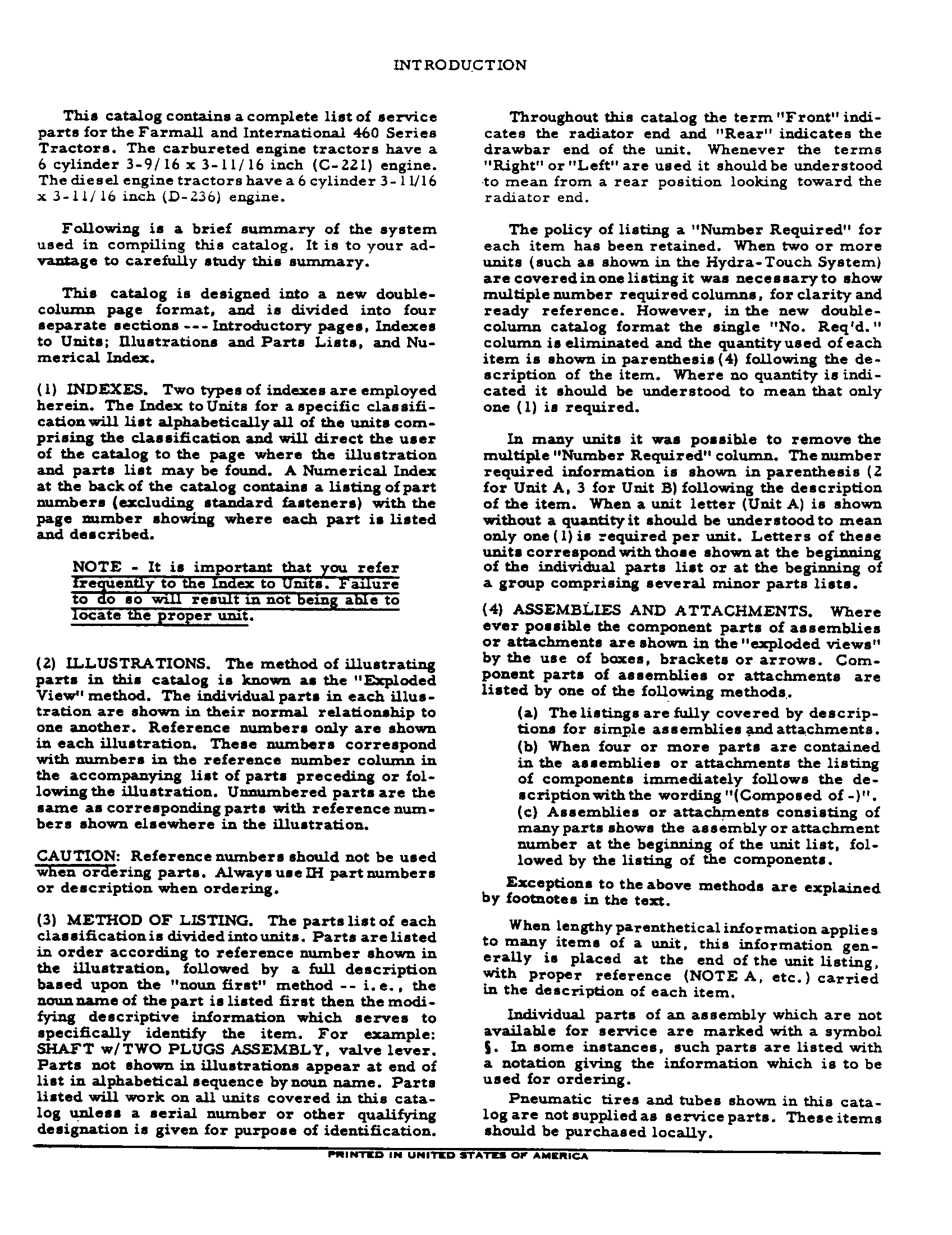 Case IH 460 - FARMALL GAS TRACTOR(01/58 - 12/63) Parts Diagrams