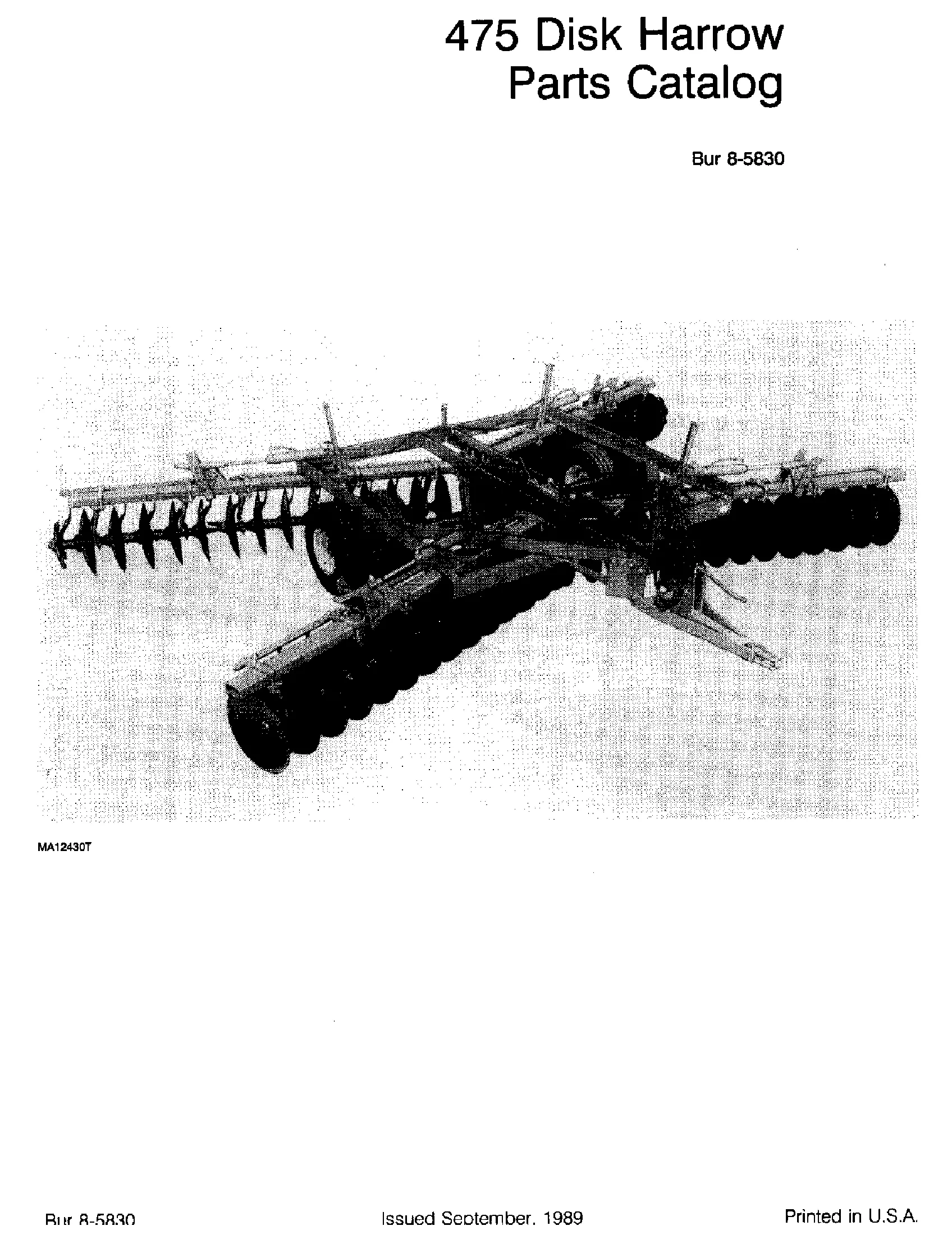 Case IH 475 - CASE IH DISK HARROW(01/75 - 12/86) Parts Diagrams