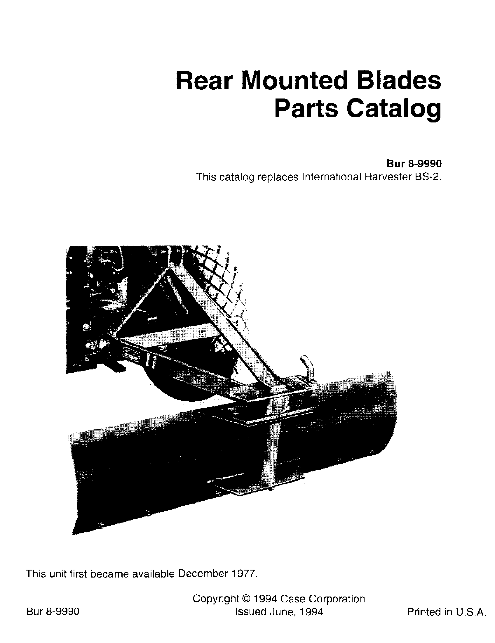 Case IH 50 - CASE IH REAR MOUNTED BLADE(01/77 - 12/92) Parts Diagrams