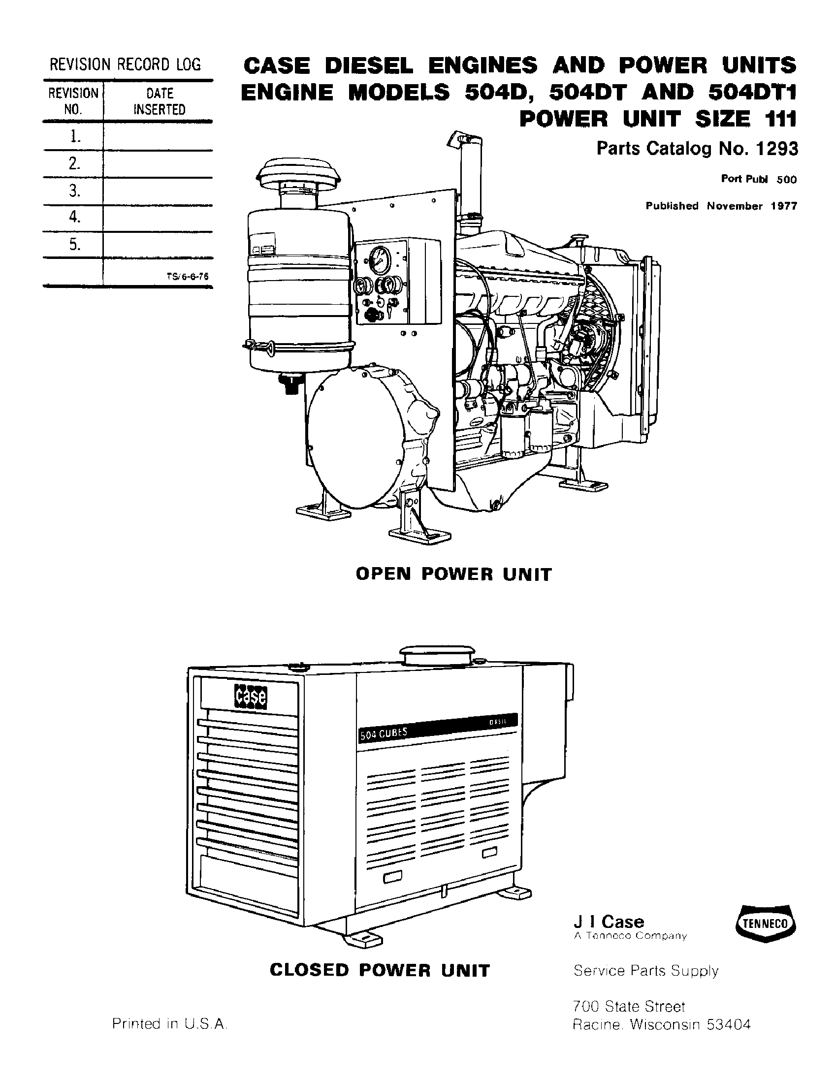Case IH 504DT - CASE DIESEL ENGINE & POWER UNIT (SIZE 111)(01/55 - 12/ ...
