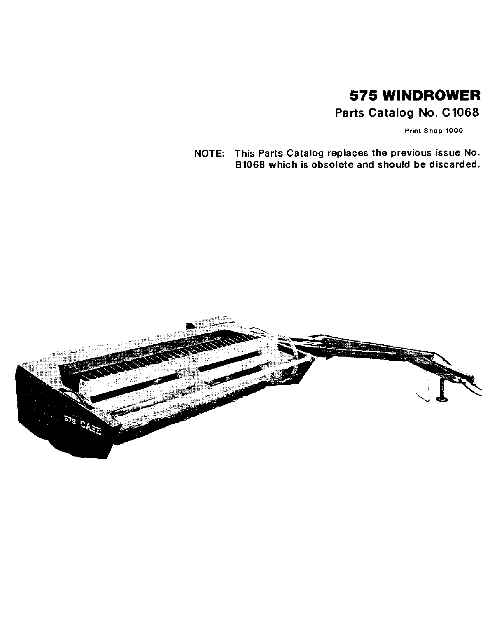 Case IH 575 - CASE PULL-TYPE WINDROWER(01/67 - 12/91) Parts Diagrams