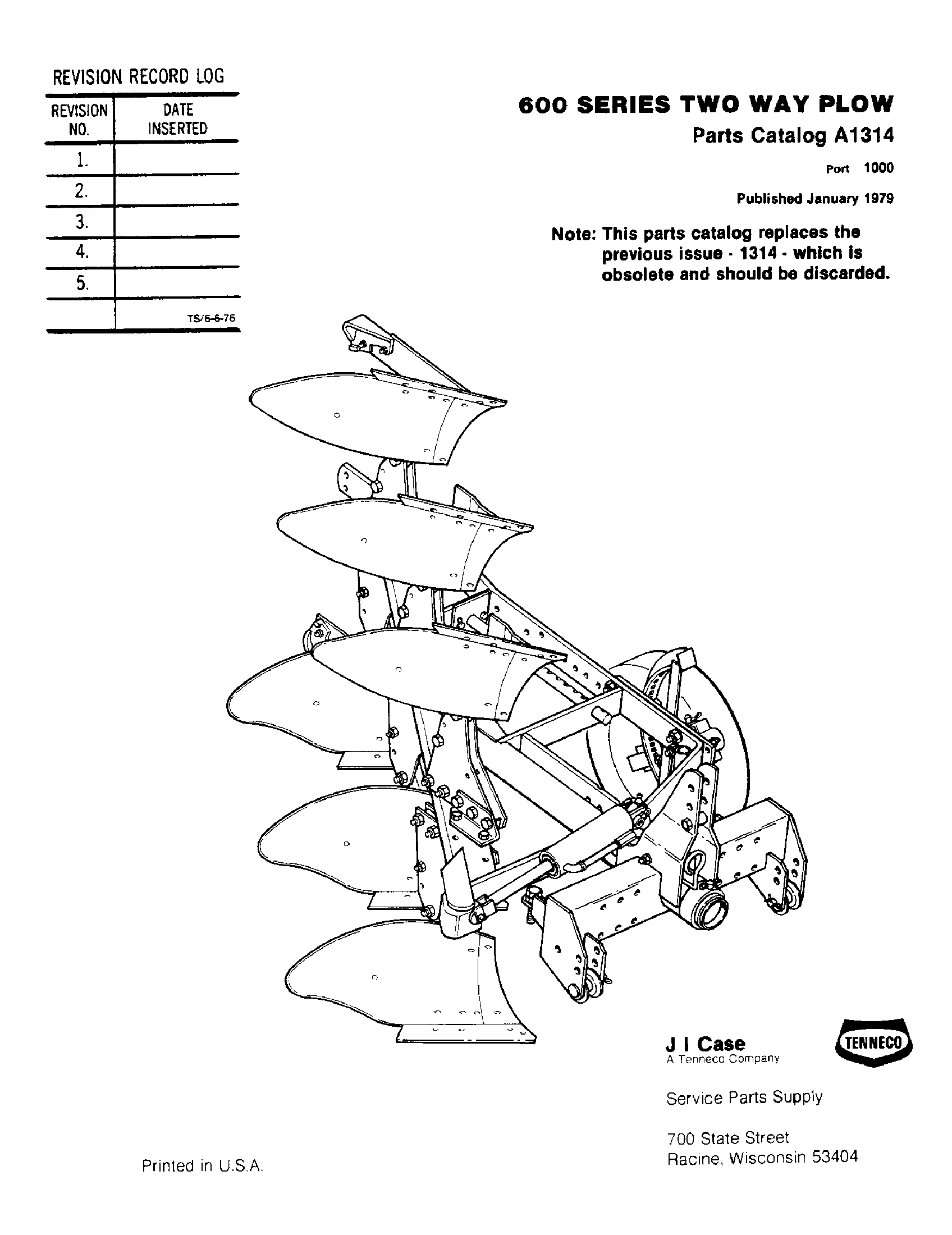 Case IH 600-SERIES - CASE TWO-WAY PLOWS(01/61 - 12/82) Parts Diagrams