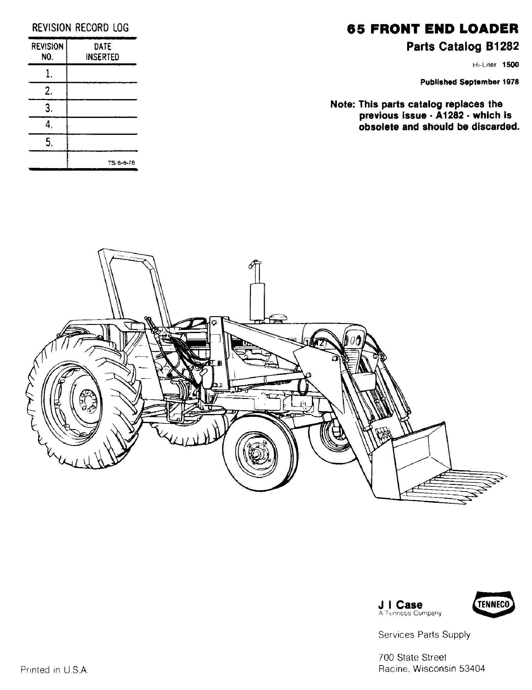 Case IH 65 - CASE FRONT END LOADER(01/75 - 12/81) Parts Diagrams