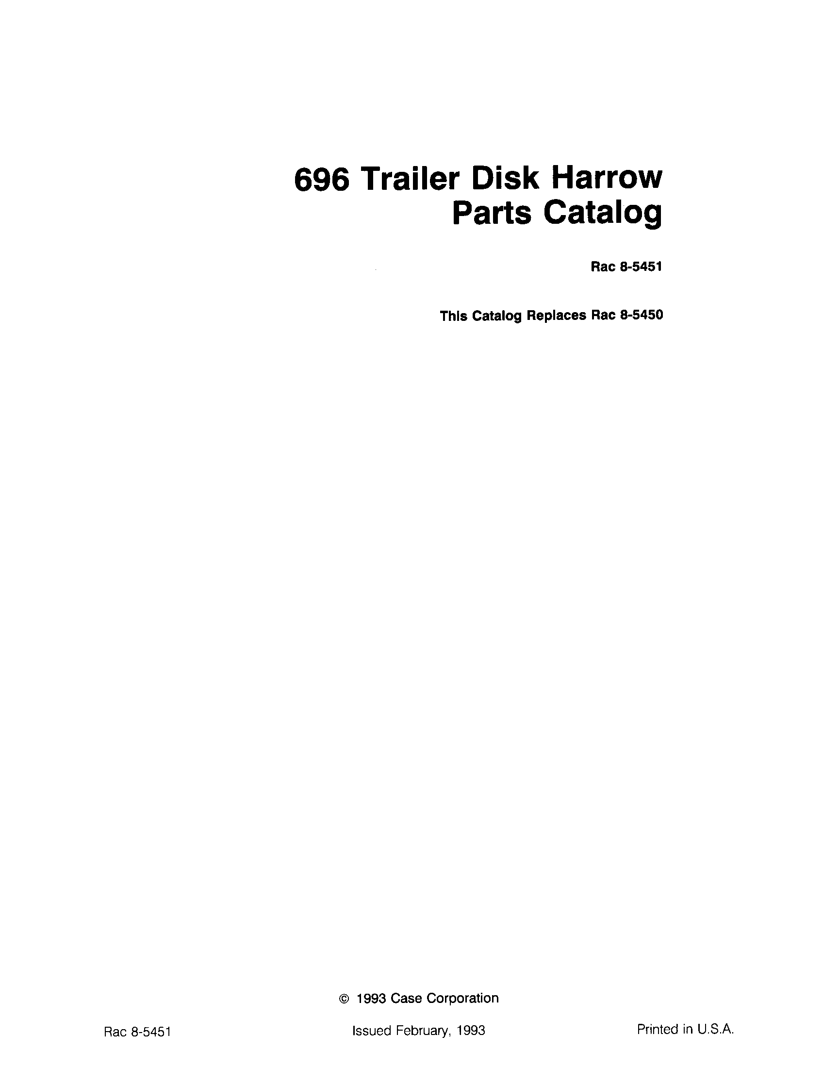 Case IH 696 - CASE IH TRAILER DISK HARROW(01/79 - 12/92) Parts Diagrams