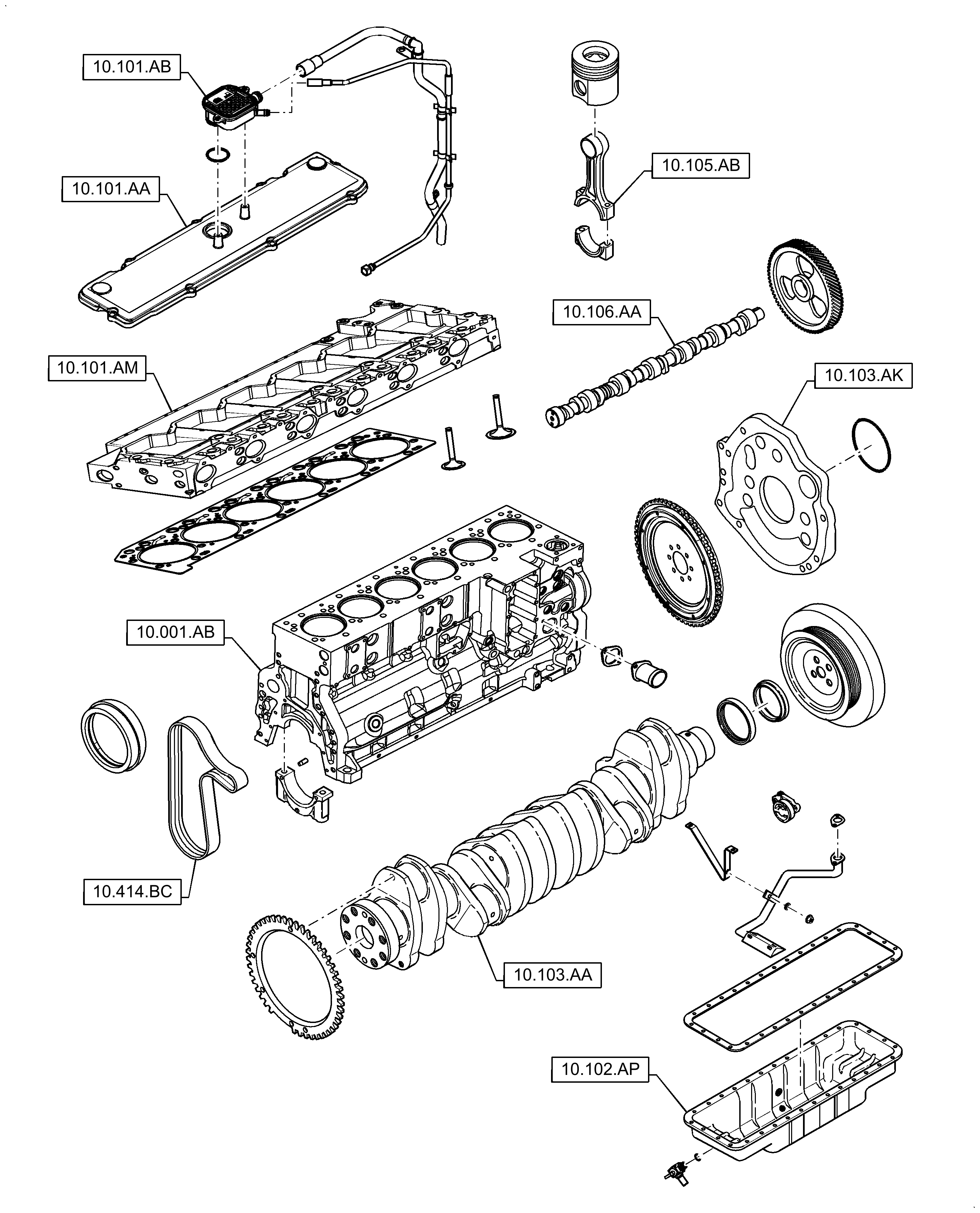 Case IH 6TAA-8304 275HP - ENGINE(04/07 - 12/11) Parts Diagrams