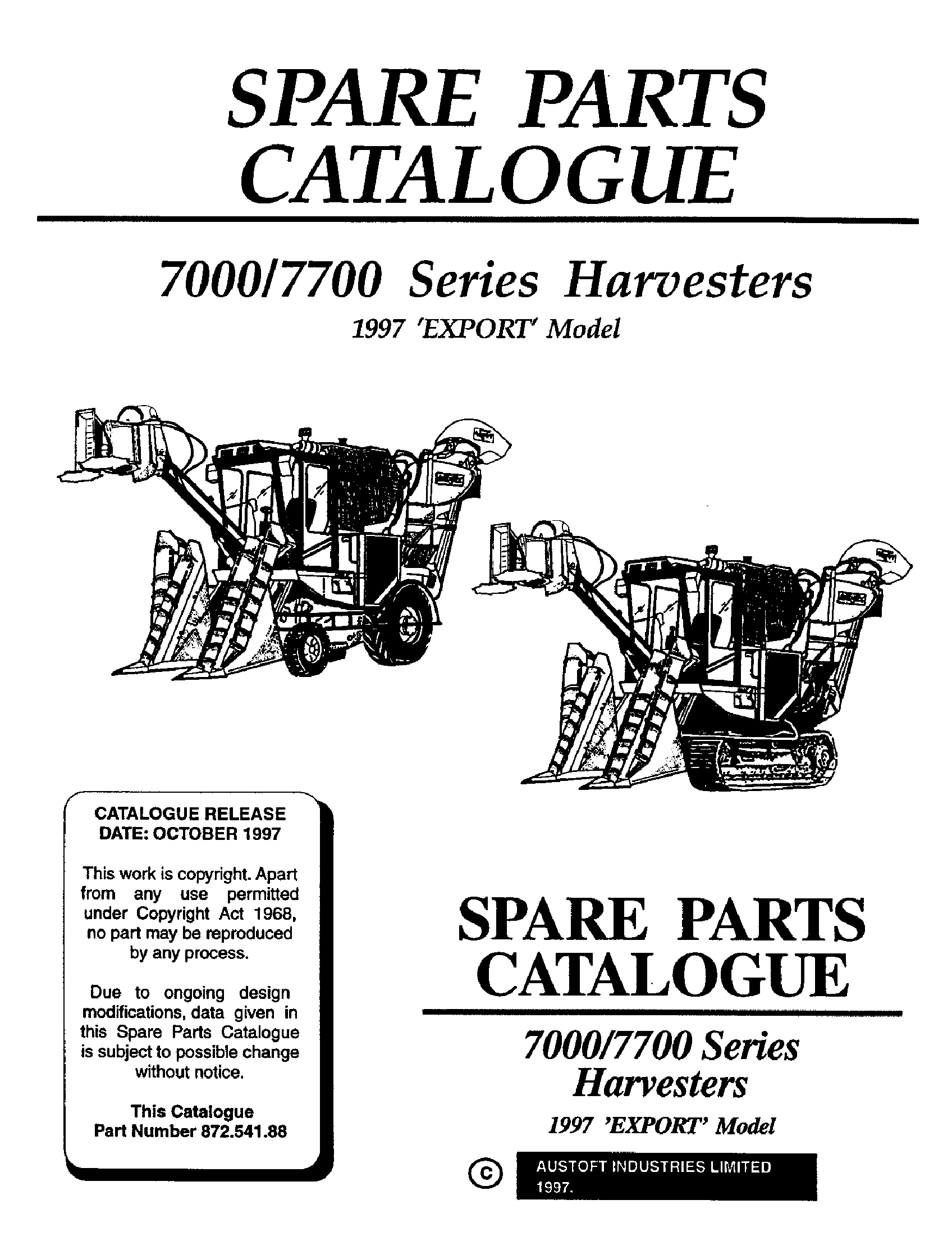 Case IH 7700 - AUSTOFT SUGAR CANE HARVESTER (EXPORT)(01/97 - 12/97 ...