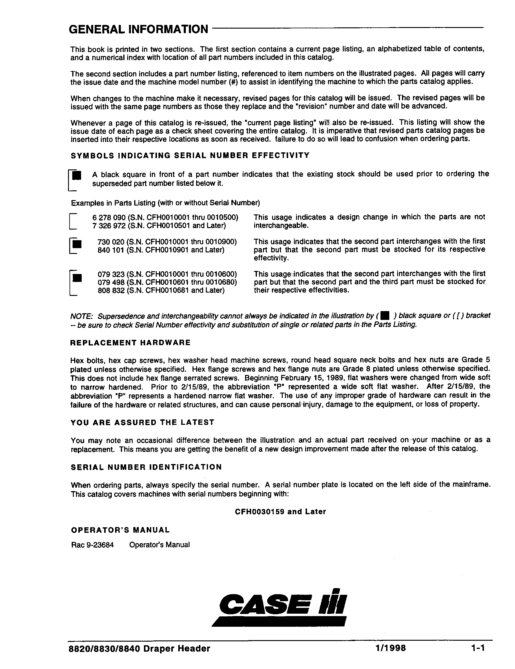 Case IH 8830 - DRAPER HEADER (15, 18 & 21 FT.) S/N CFH0030159 & AFTER ...