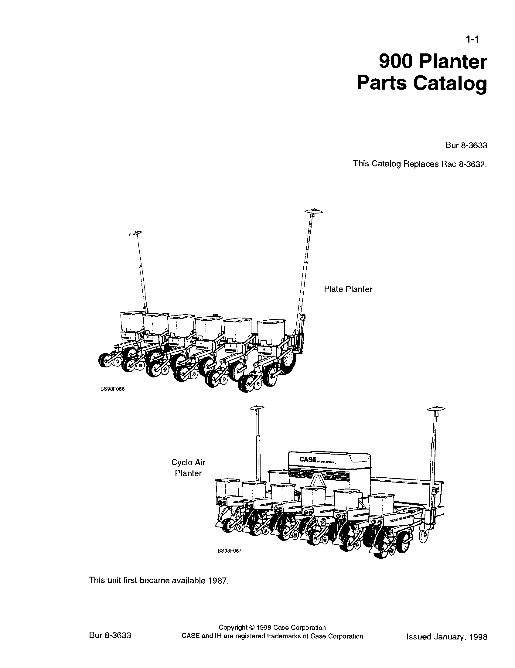 Case IH 900 - CASE IH PLANTER(01/87 - 12/95) Parts Diagrams