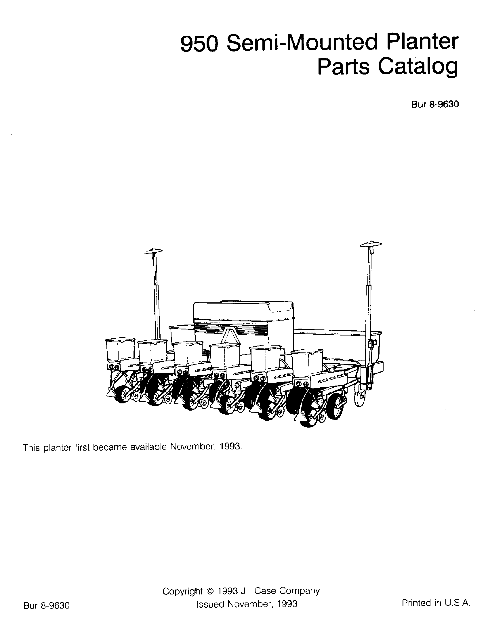 Case IH 950 - CASE IH SEMI-MOUNTED PLANTER(11/93 - 12/95) Parts Diagrams