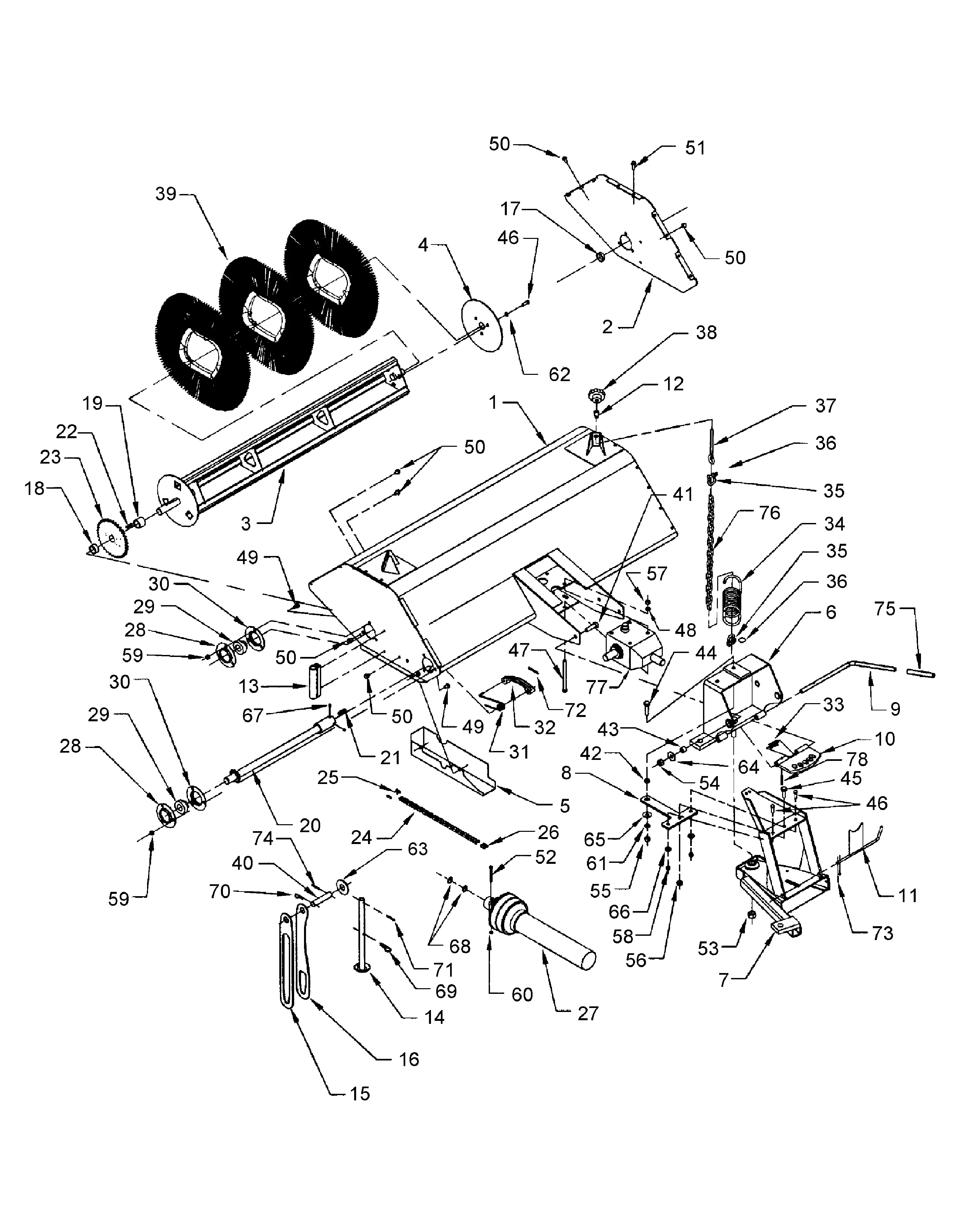 Case IH BRX147 - ROTARY BROOM(11/04 - 12/07) Parts Diagrams