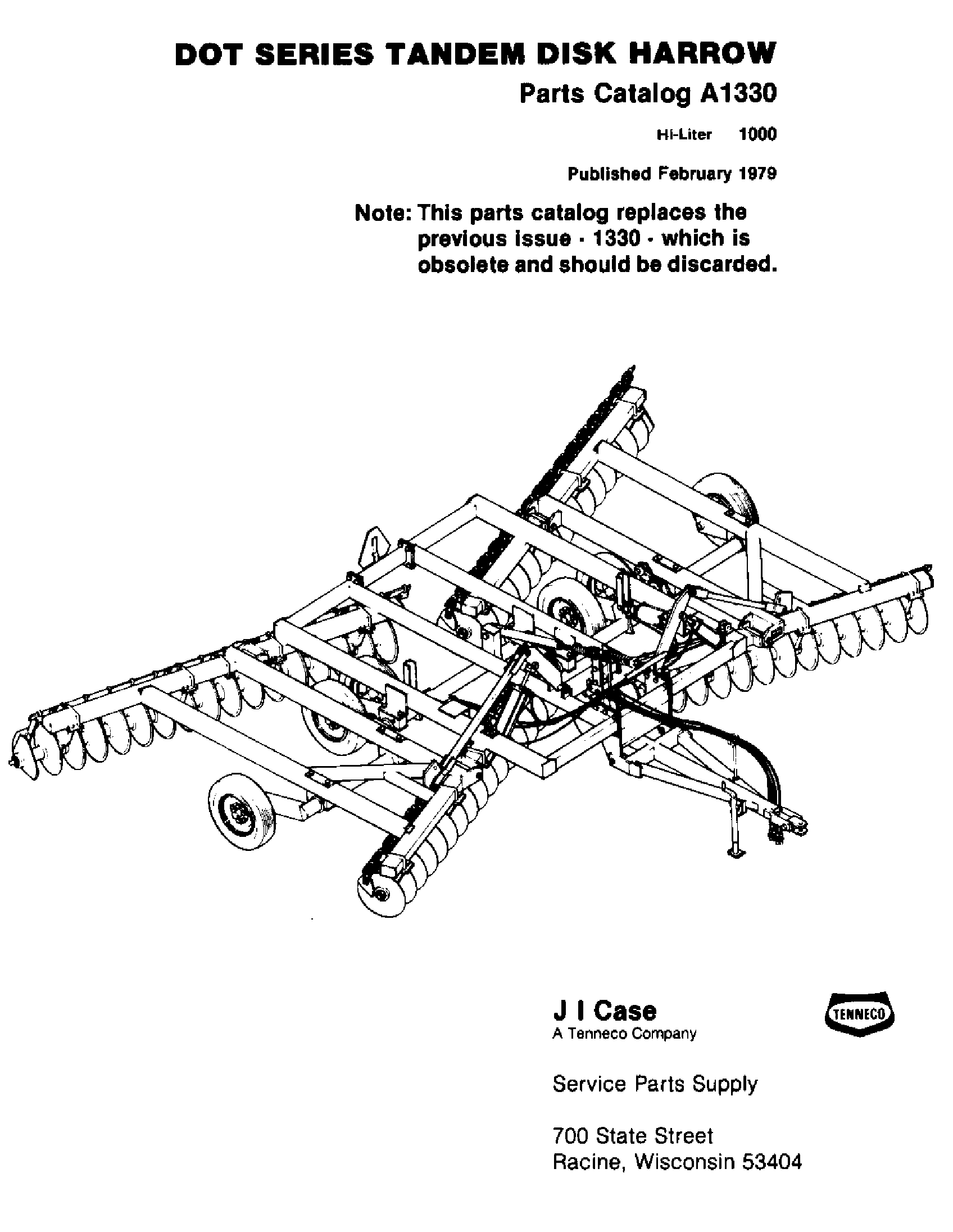 Case IH DOT 28 - CASE FOOT DISK HARROW(01/79 - 12/83) Parts Diagrams