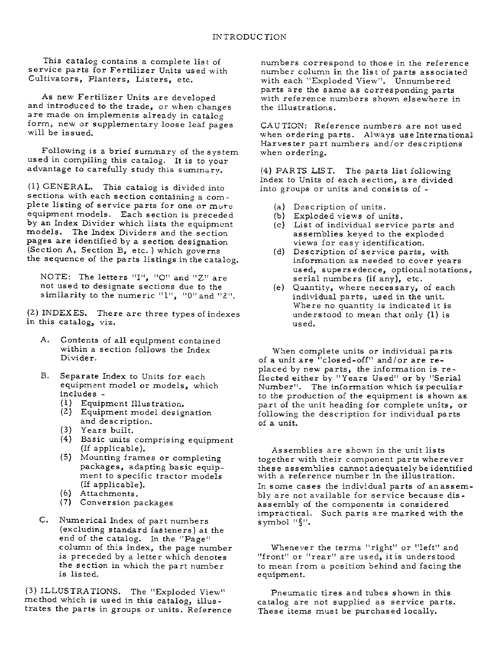 Case IH DRY - FERTILIZER UNIT (4-ROW) - 1966(01/66 - 12/88) Parts Diagrams