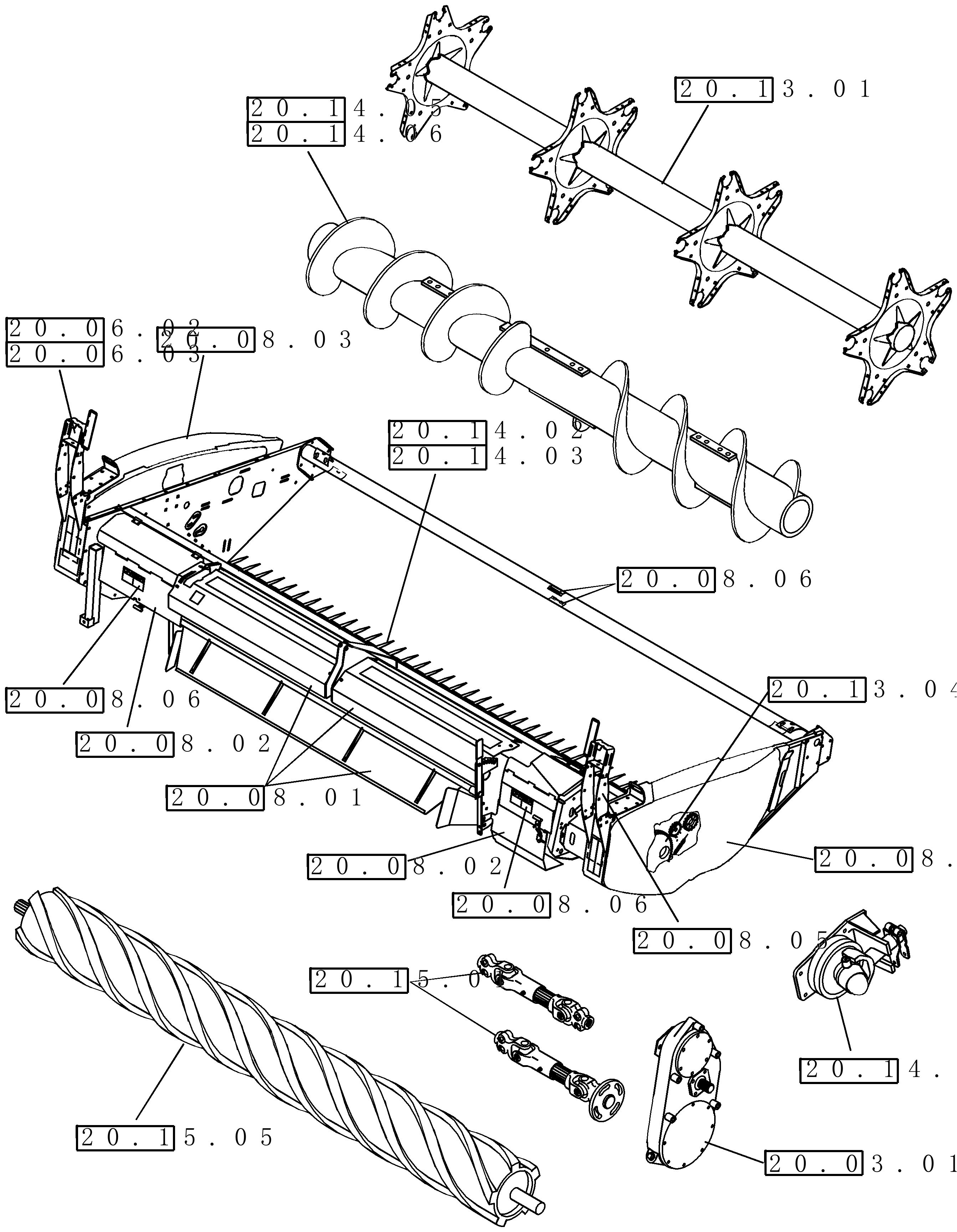 Case IH HDX122 - 12 FT. SICKLE HEADER(12/02 - 08/14) Parts Diagrams