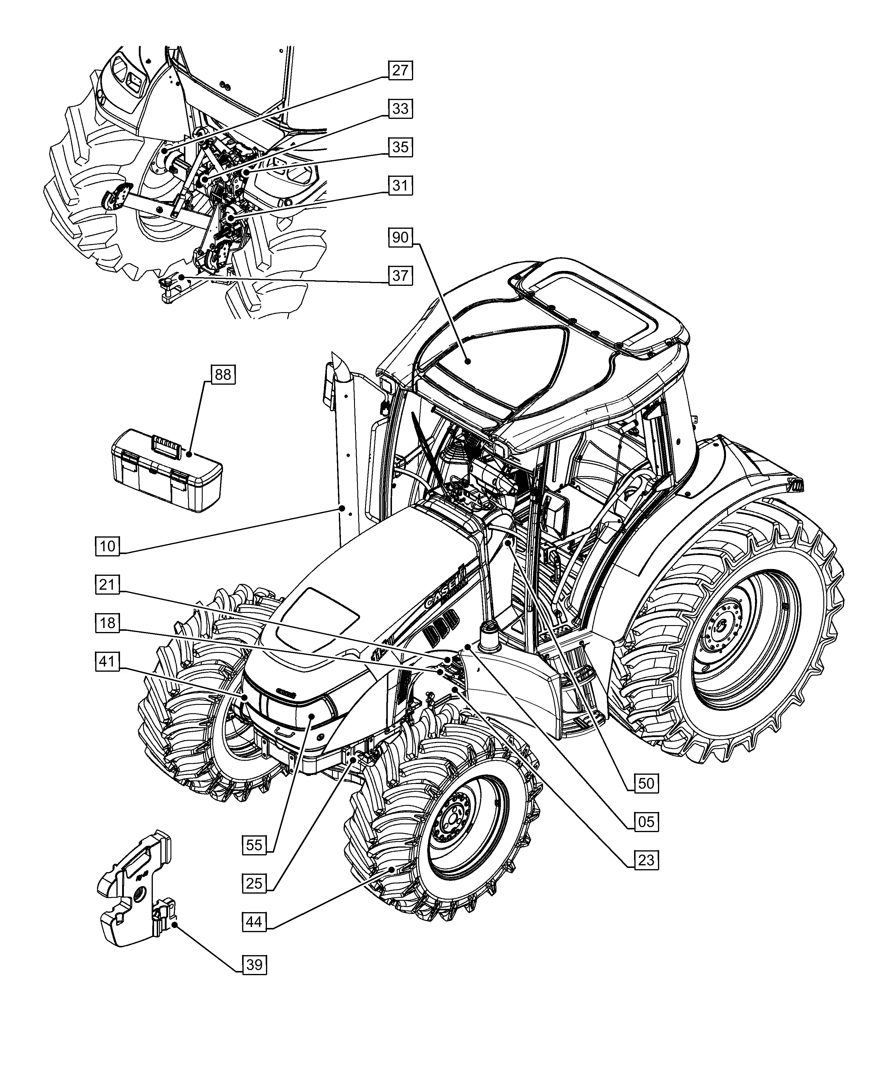 Case IH JX95HC PLUS - TRACTOR HC - TIER 2(12/14 - ) Parts Diagrams
