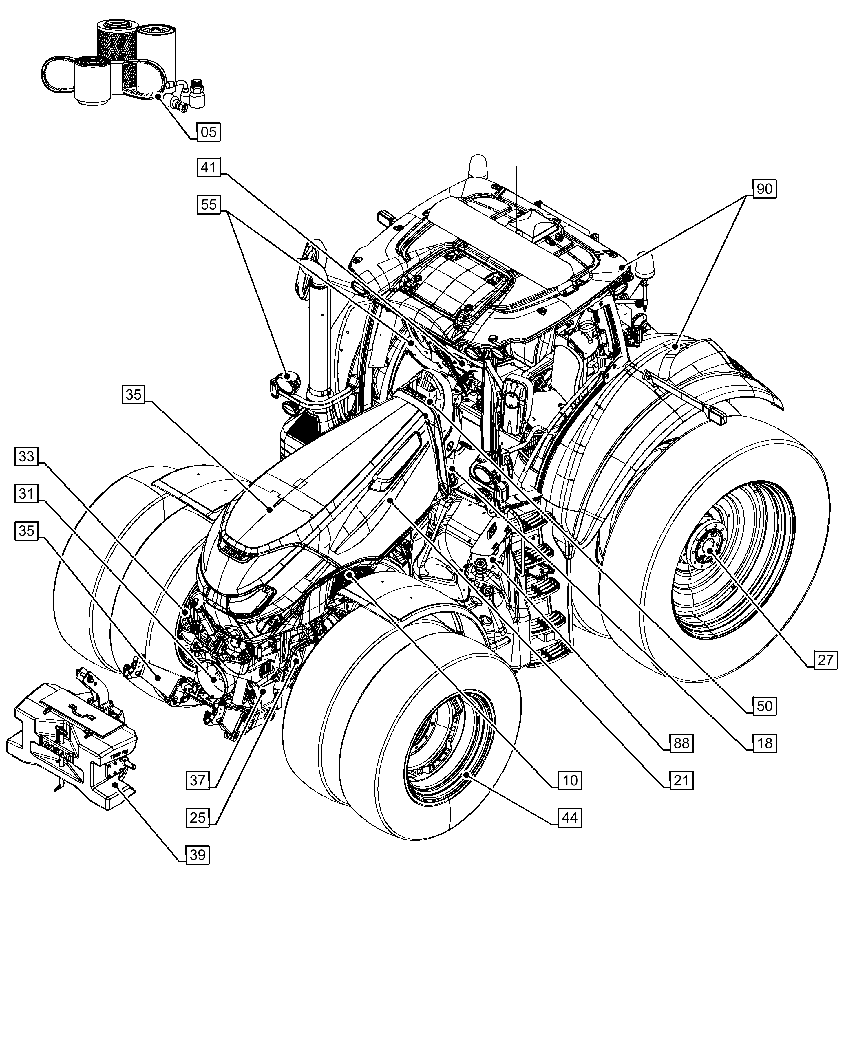 Case IH OPTUM 270 CVT - TRACTOR - TIER 4B - MY18(10/17 - ) Parts Diagrams