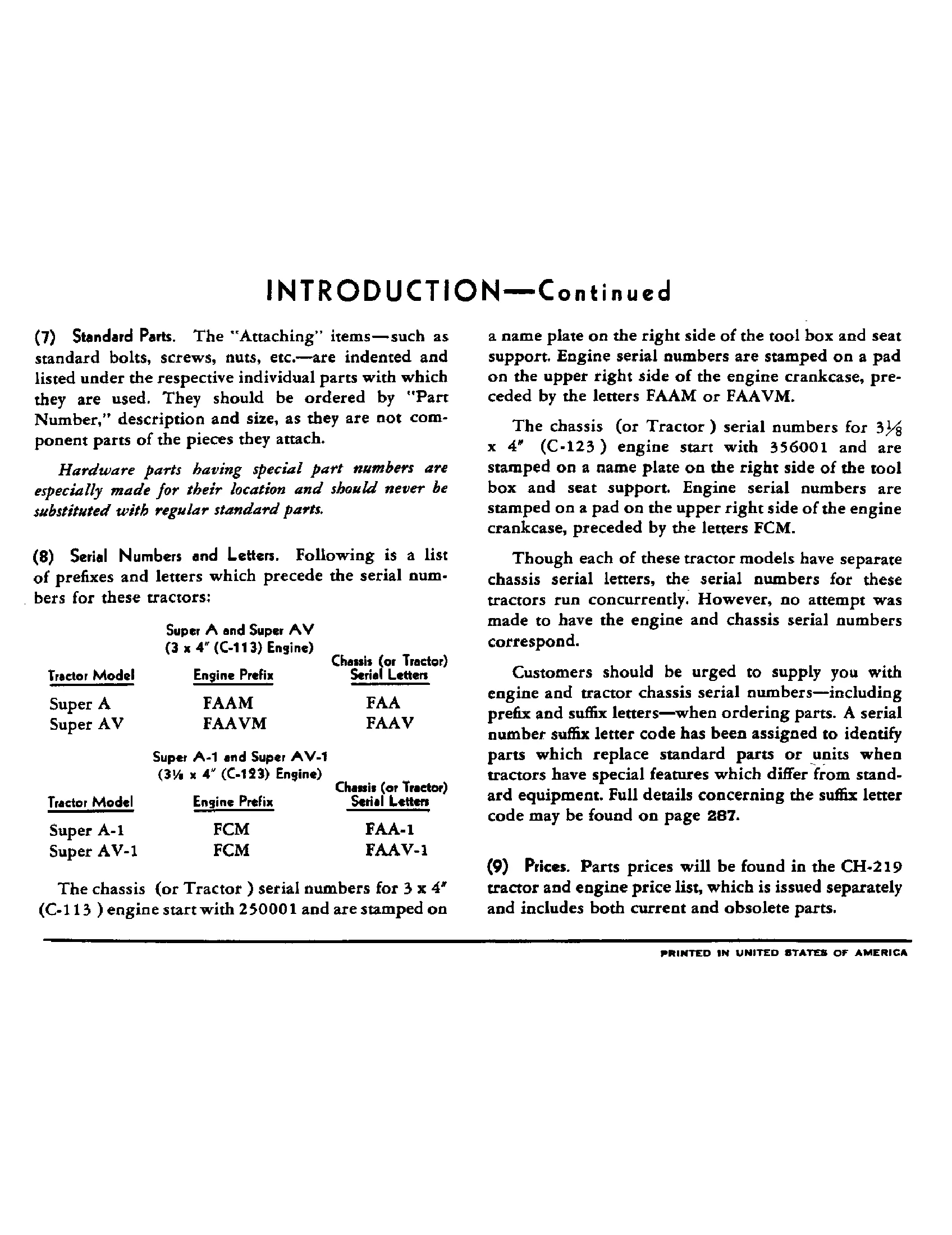 Case IH SUPER A-1 - FARMALL TRACTOR(01/54 - 12/55) Parts Diagrams