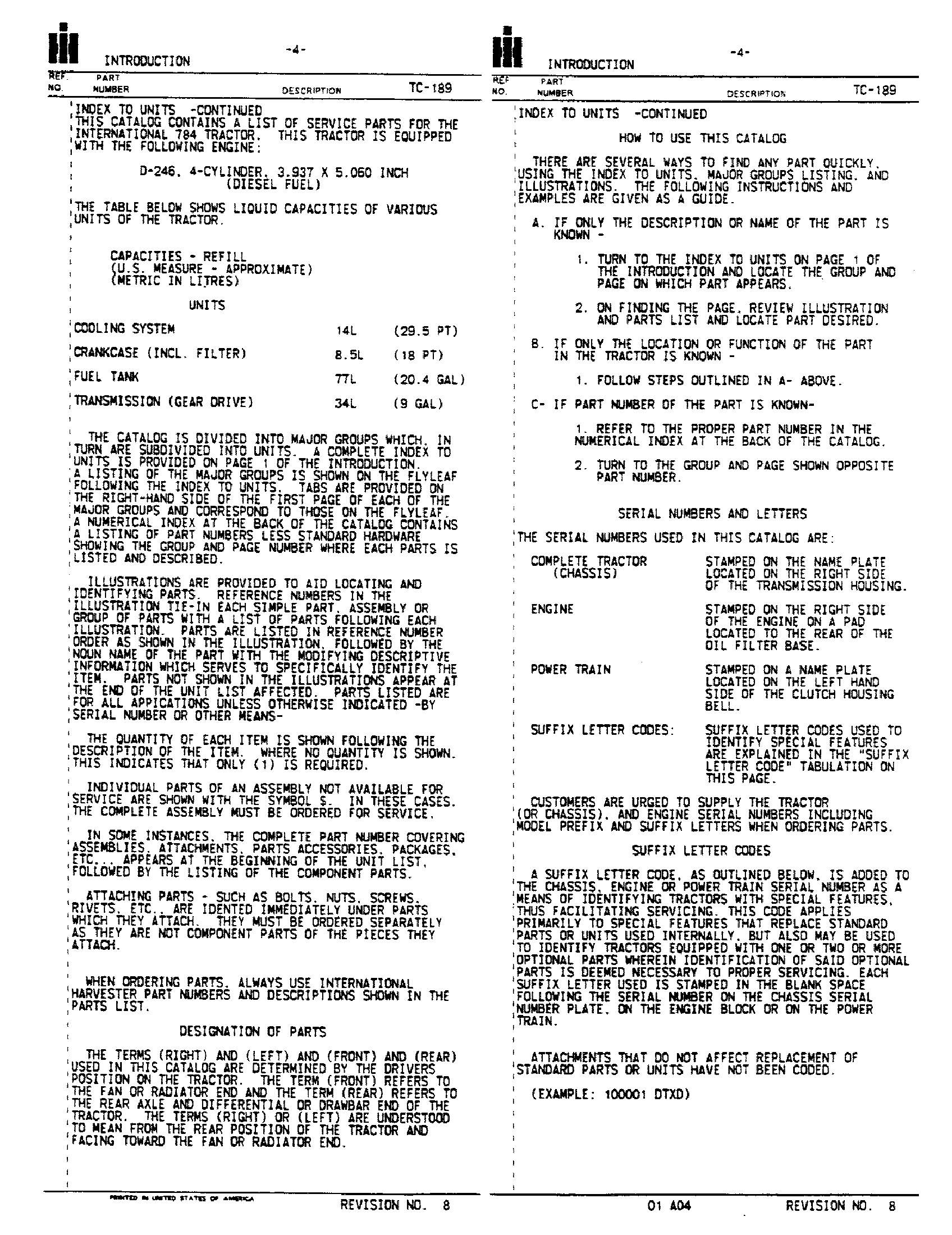 Case IH 784 - INTERNATIONAL DIESEL TRACTOR (NORTH AMERICA)(01/78 - 12/ ...