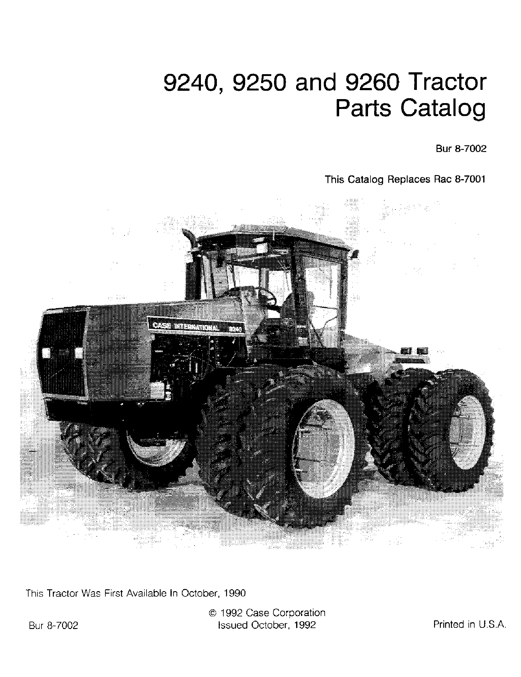 Case IH 9260 - CASE IH STEIGER 4WD TRACTOR(10/90 - 10/94) Parts Diagrams