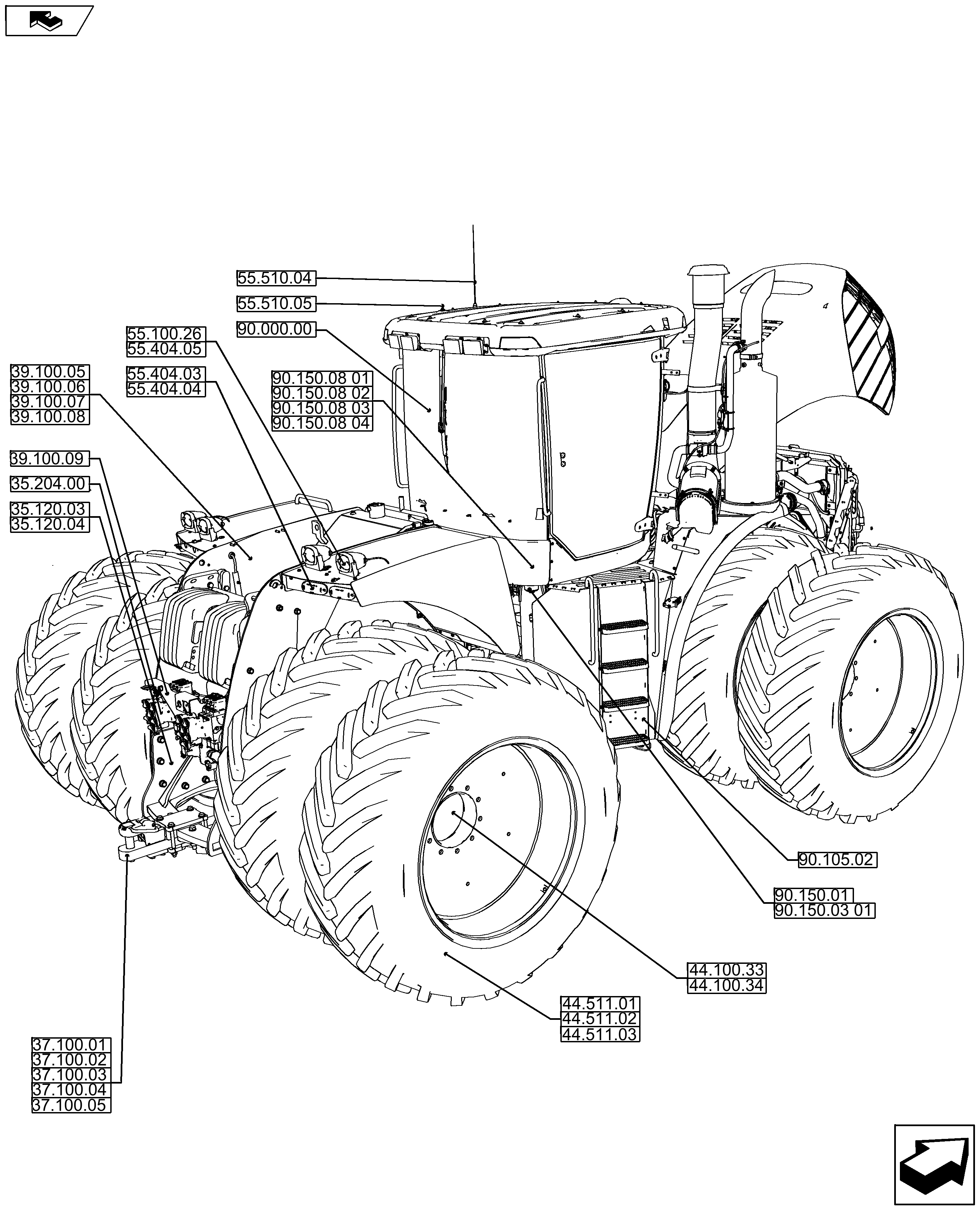 Case IH STEIGER 500 - 4WD TRACTOR(04/11 - 12/14) Parts Diagrams