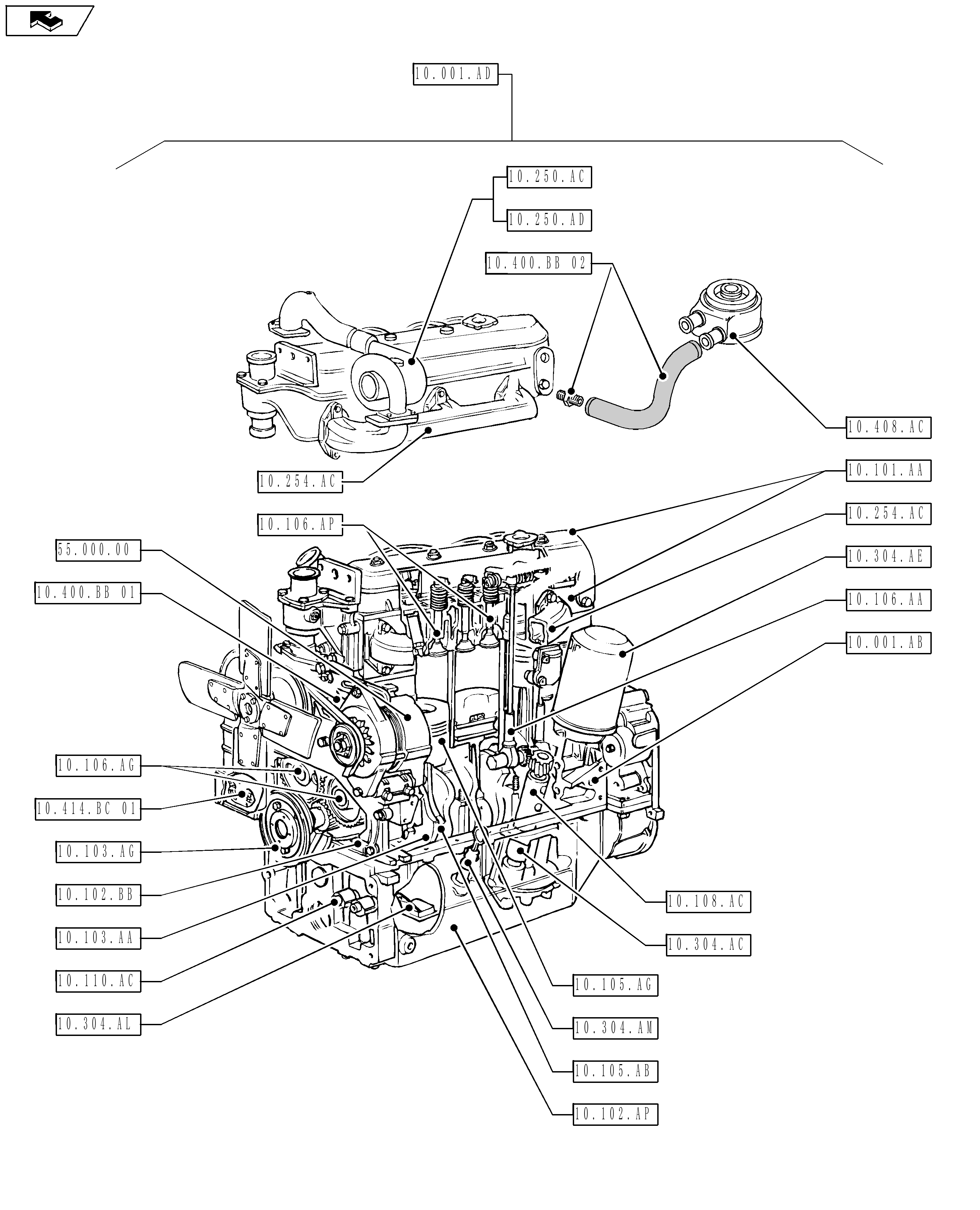 Case IH 84534642 ENGINE - TIER 3A (4 CYL - 108HP) 11/12 Parts Diagrams