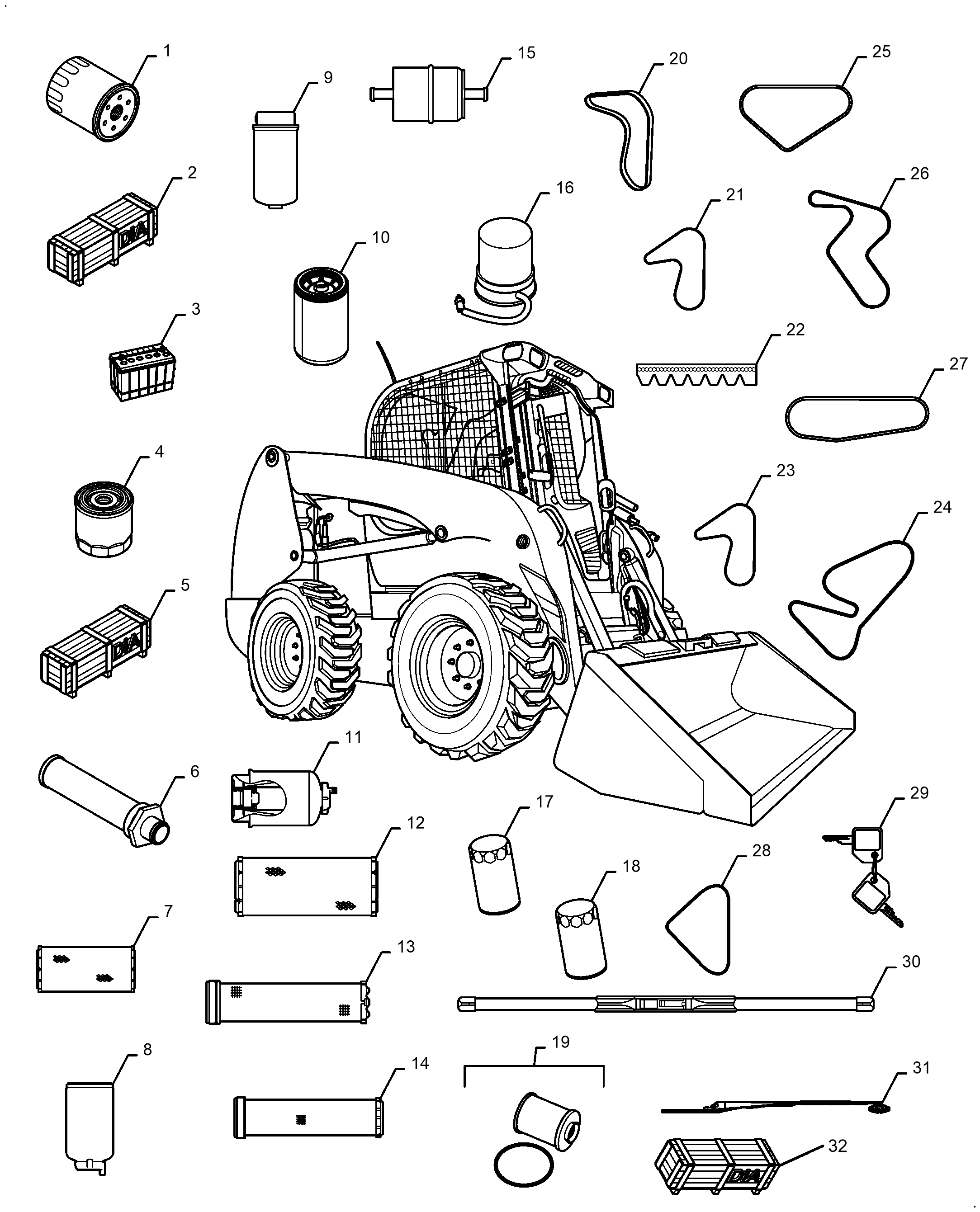 Case IH SR130B SKID STEER LOADER - TIER 4F - NA 08/19 06/22 Parts Diagrams
