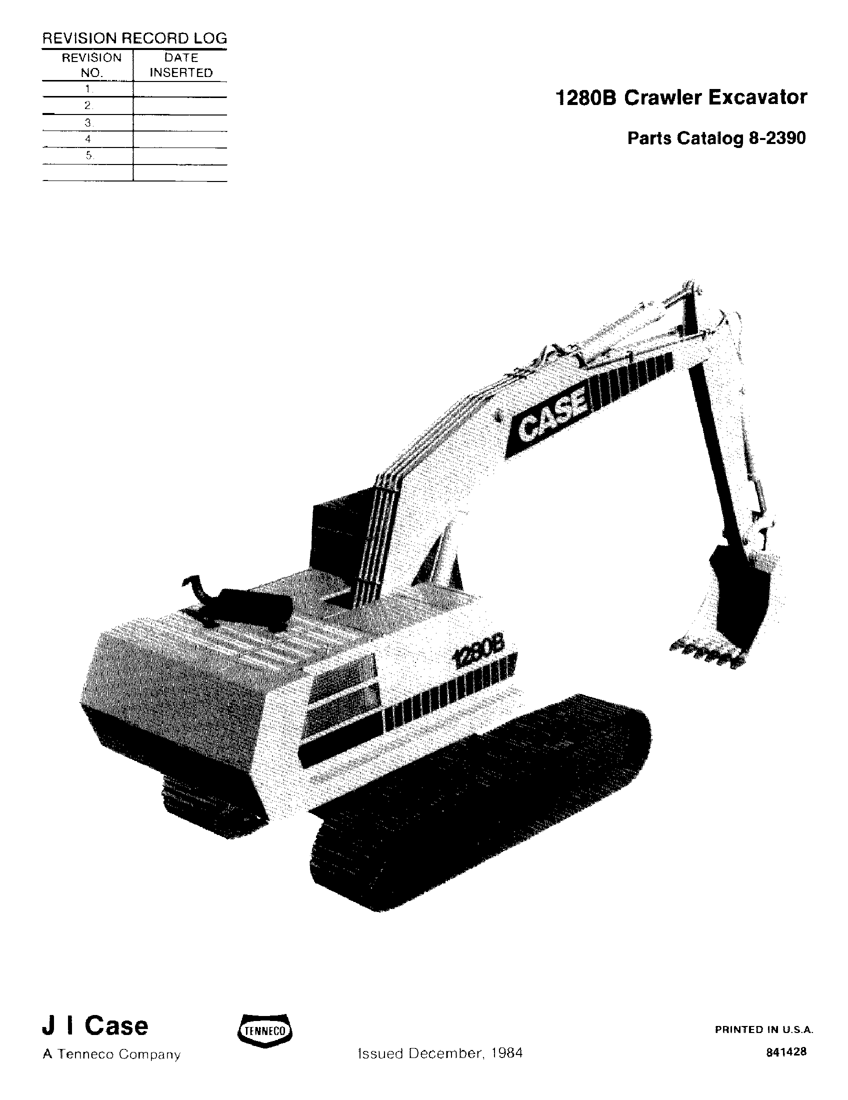 Case IH 1280B CASE CRAWLER EXCAVATOR 01/83 12/86 Parts Diagrams