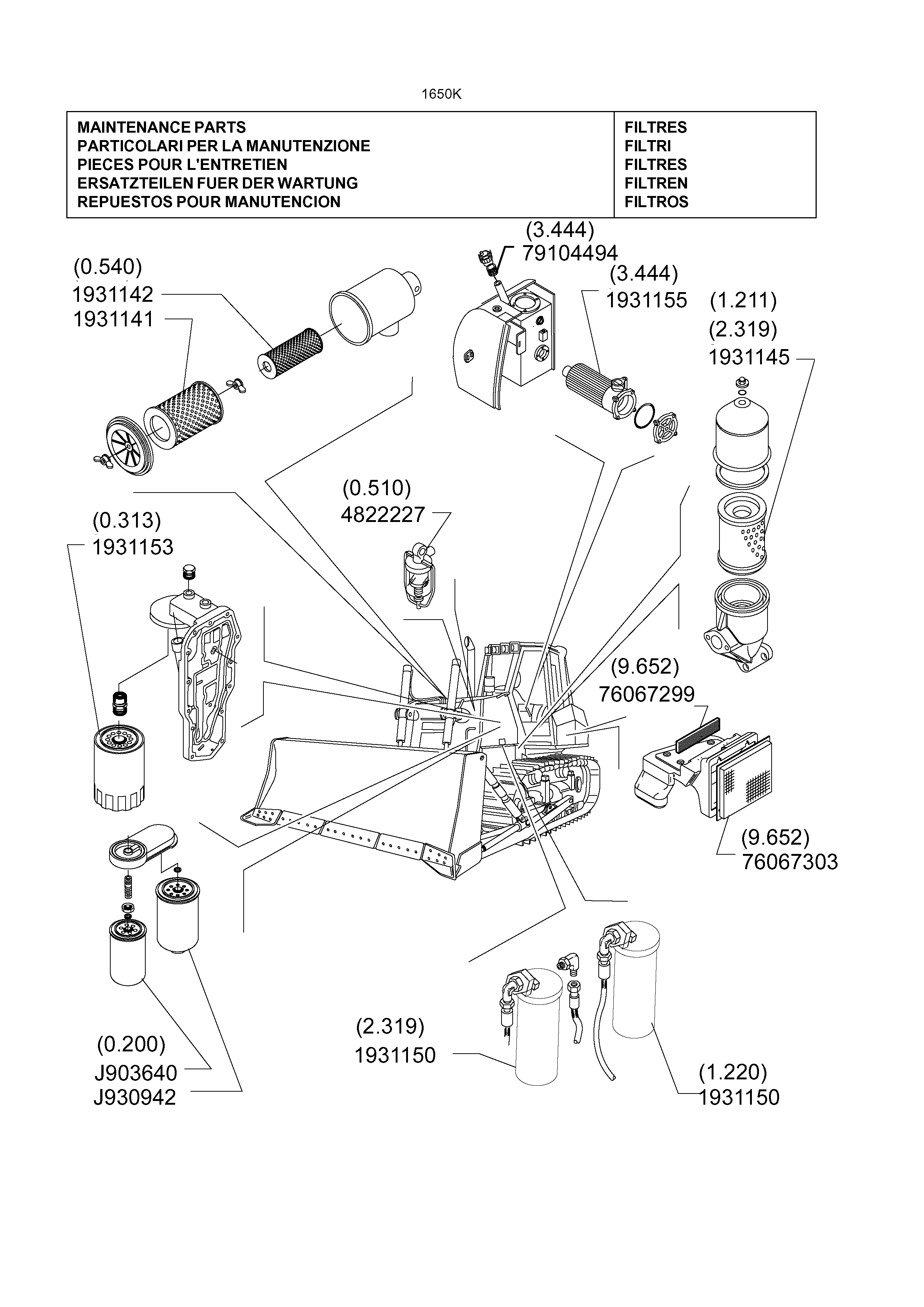 Case IH 1650K CASE CRAWLER DOZER (TIER 1) 09/01 12/07 Parts Diagrams