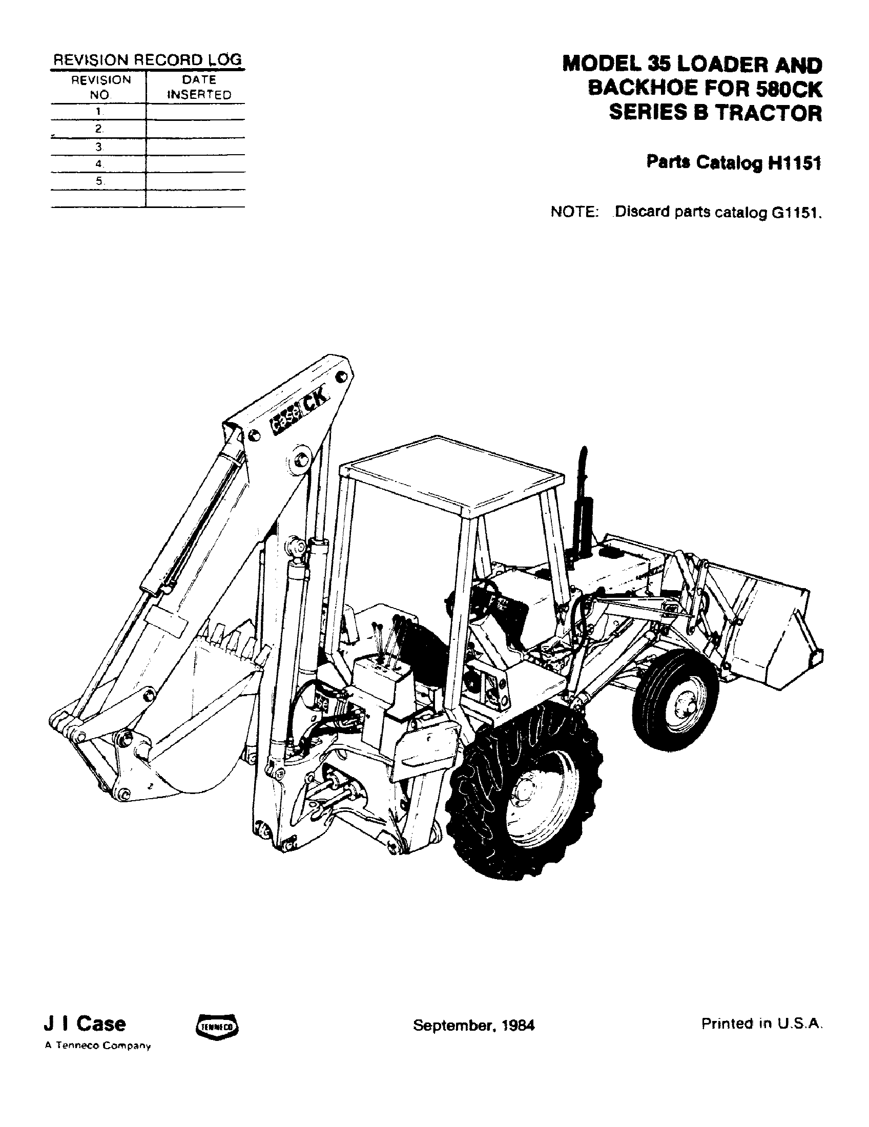 Case IH 35 LOADER AND BACKHOE FOR 580CK SERIES B 01/73 12/83 Parts Diagrams