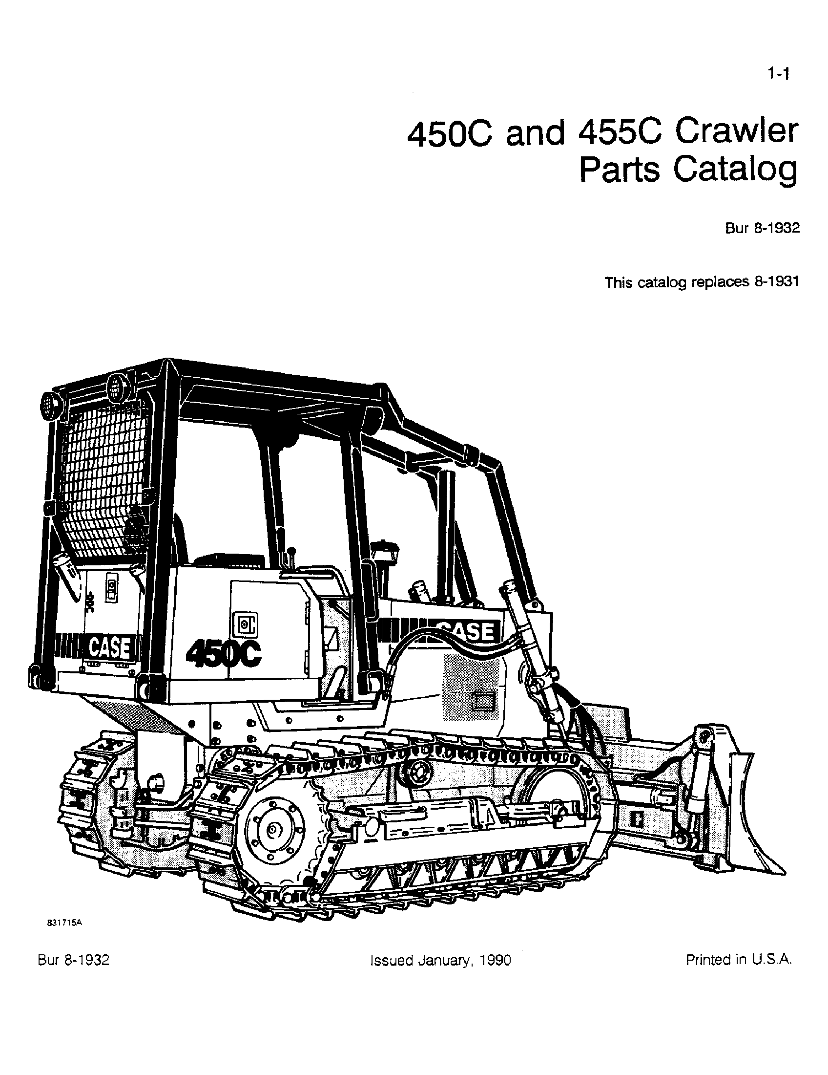 Case IH 450C CASE LONG TRACK CRAWLER TRACTOR 01/83 12/94 Parts Diagrams