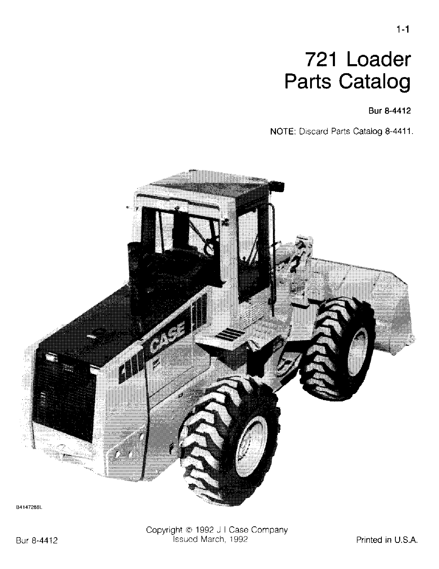 Case IH 721 CASE WHEEL LOADER (NORTH AMERICA) 01/89 12/92 Parts Diagrams