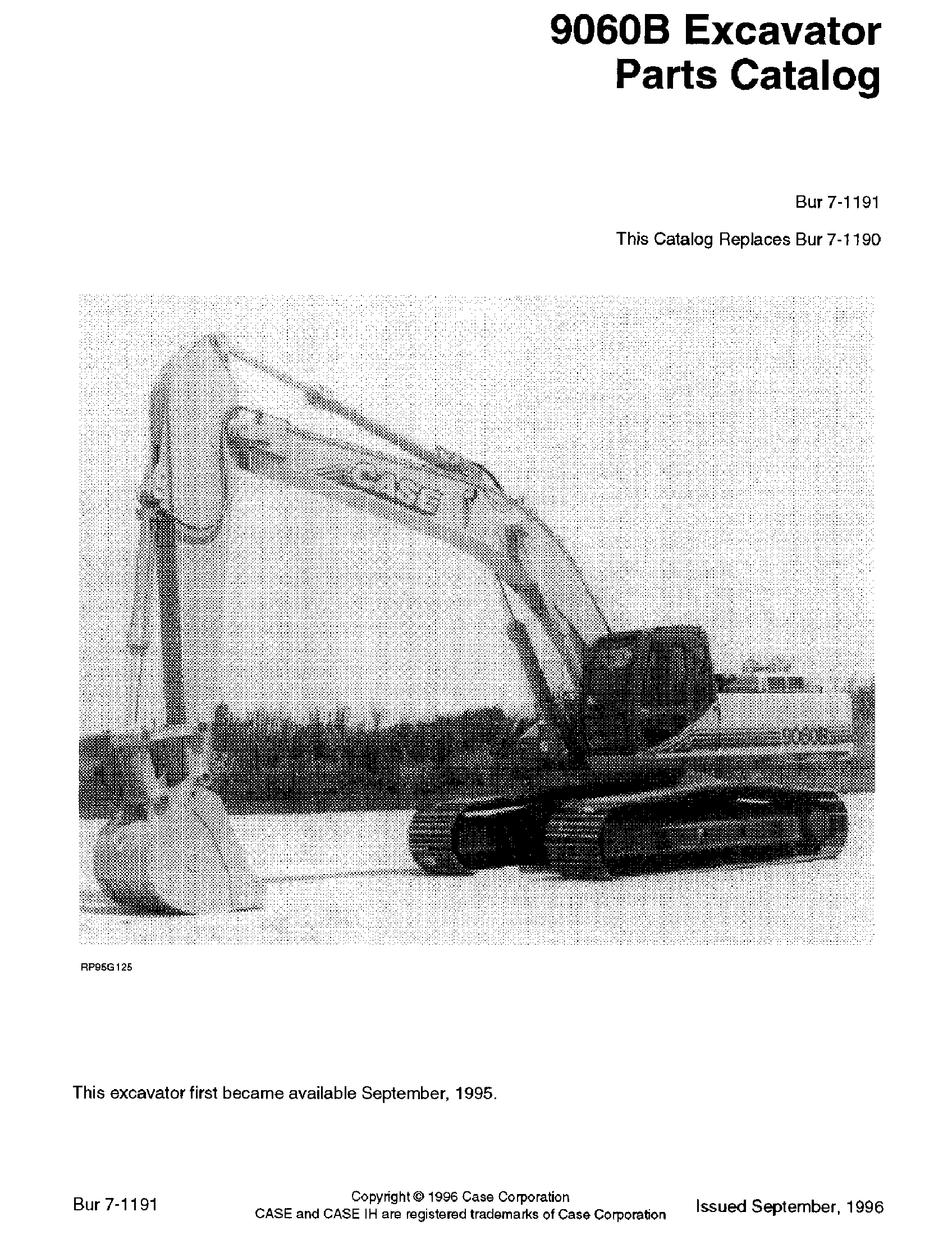 Case IH 9060B CASE CRAWLER EXCAVATOR 09/95 12/01 Parts Diagrams