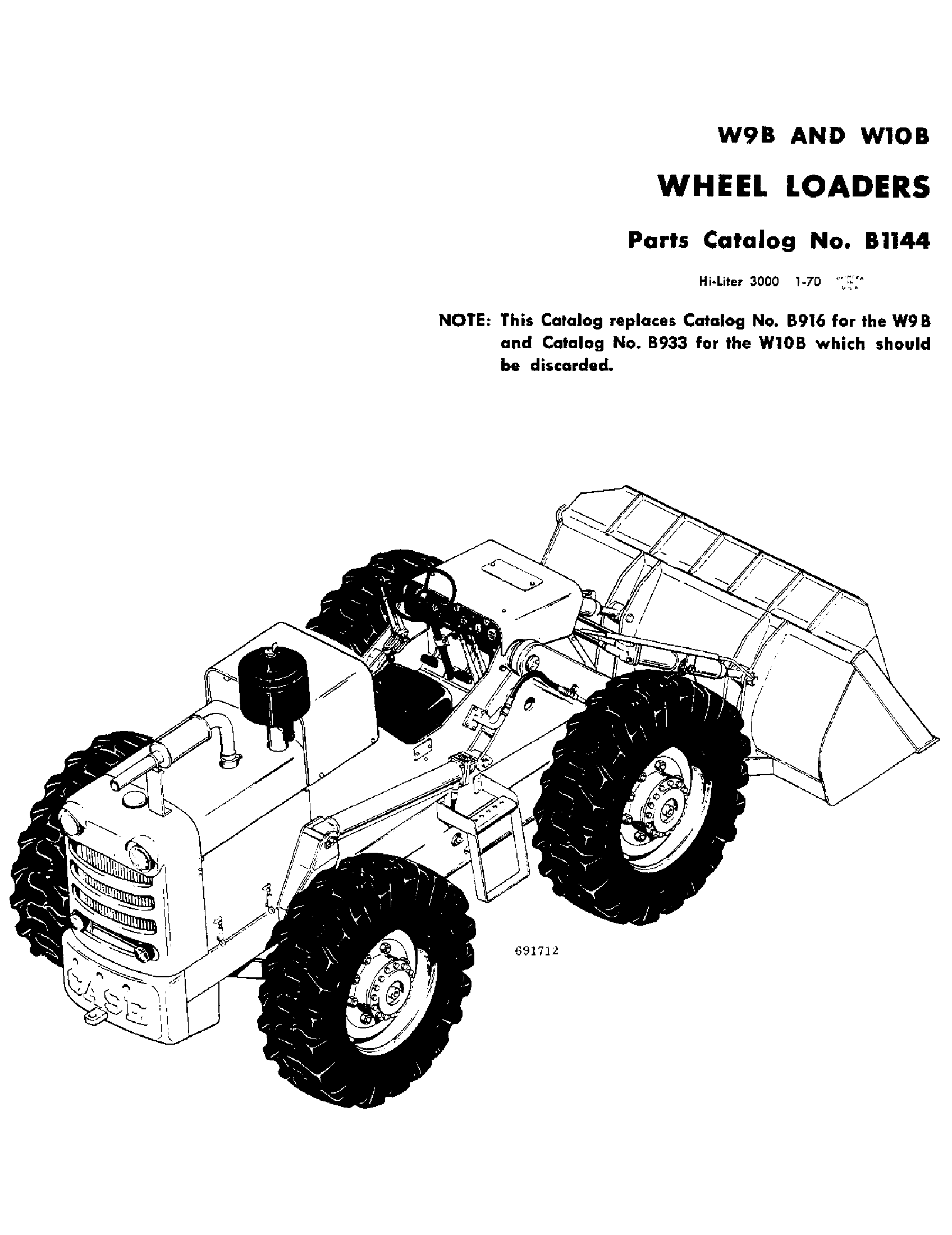 Case IH W10B CASE WHEEL LOADER (S/N 8208732 TO 9808999) 01/64 12/68 ...