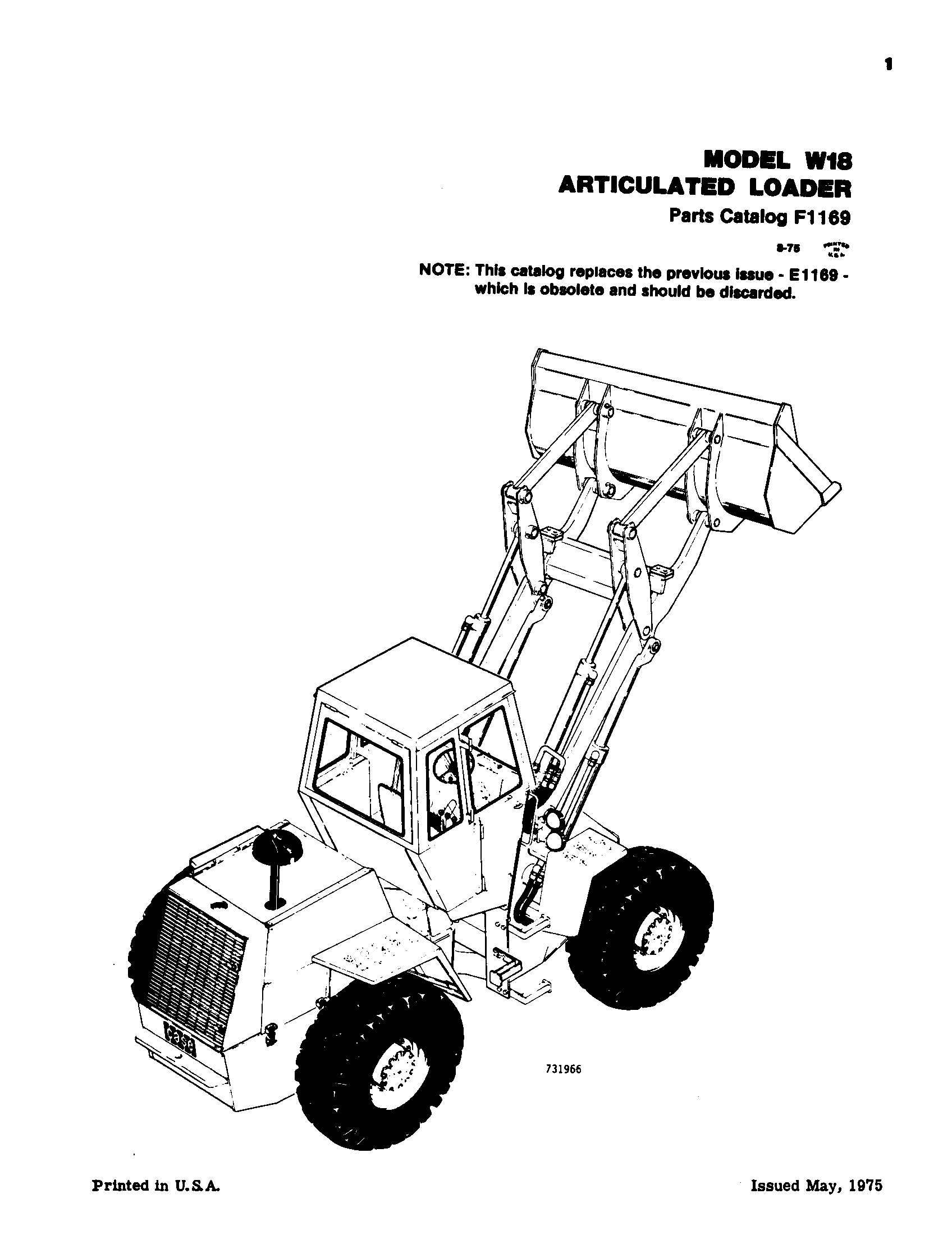 Case IH W18 CASE ARTICULATED WHEEL LOADER (NORTH AMERICA) 01/71 12/83 ...
