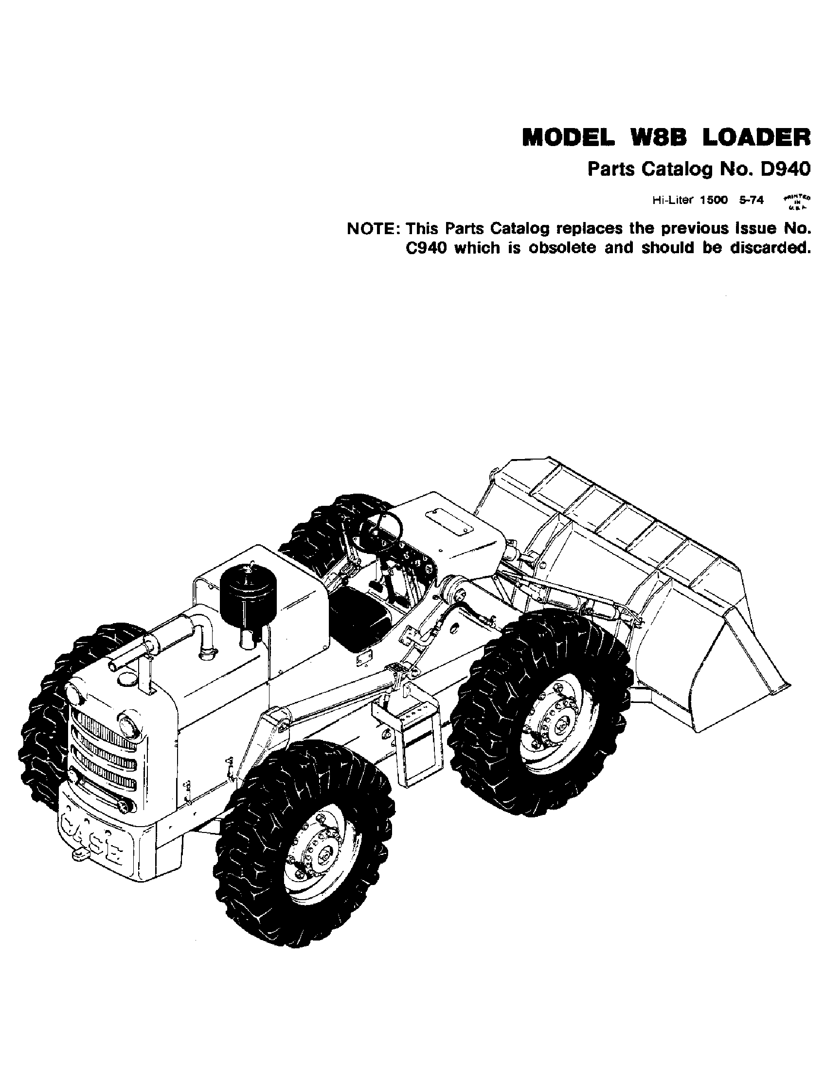 Case IH W8B CASE WHEEL LOADER 01/64 12/68 Parts Diagrams