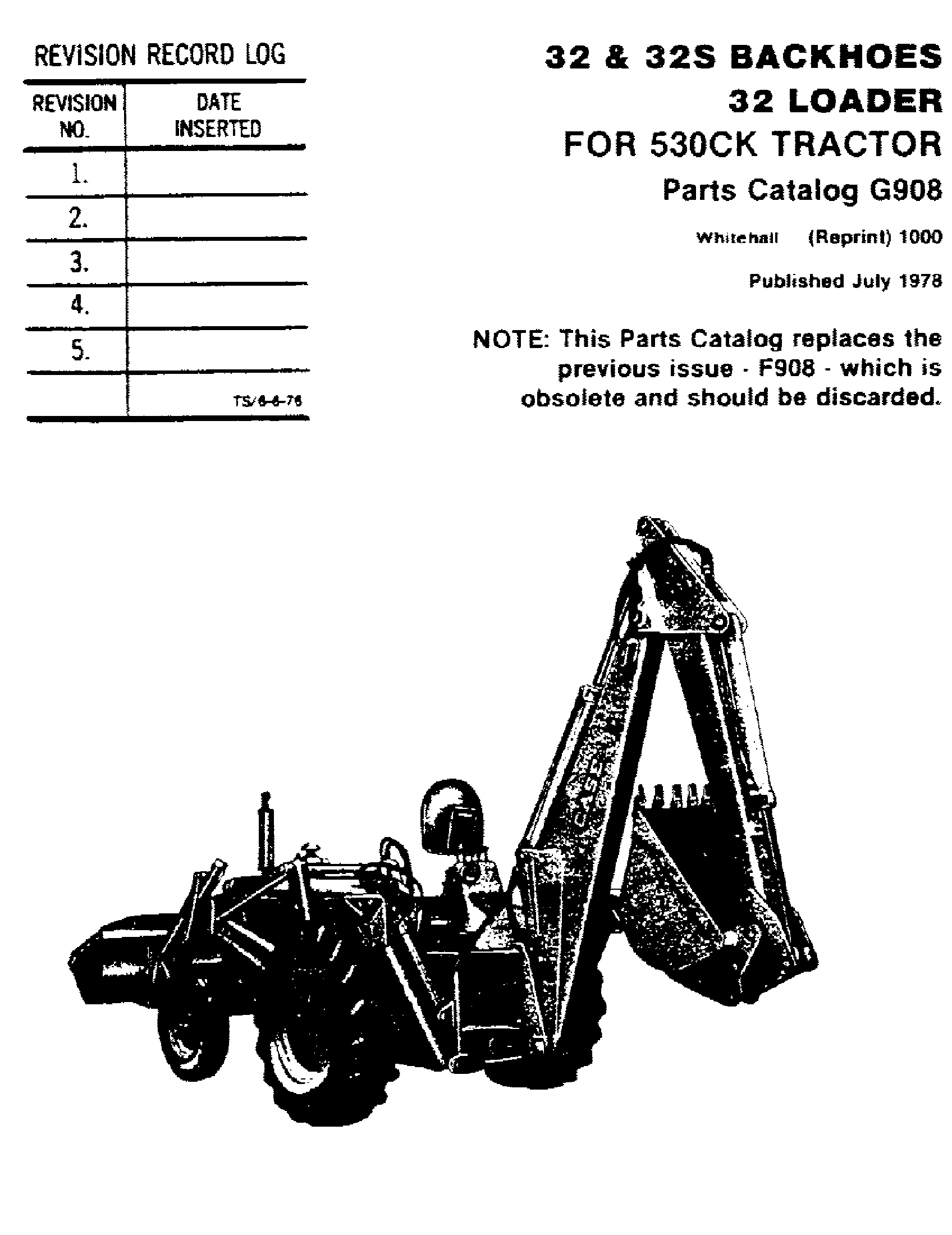 Case IH 32S BACKHOE AND LOADER 01/60 12/66 Parts Diagrams
