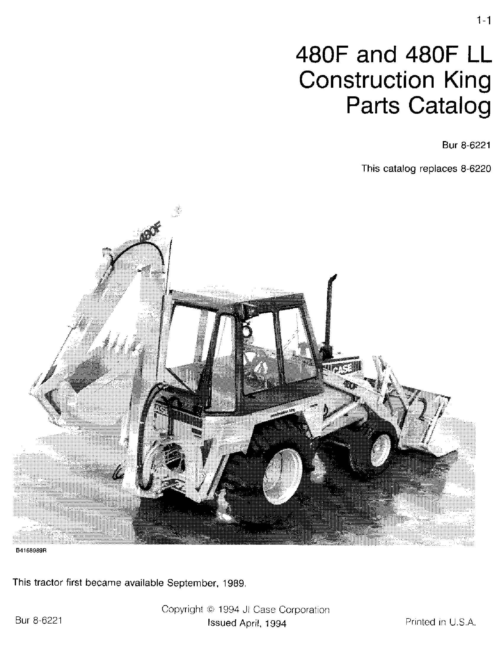 Case IH 480F LL CASE CONSTRUCTION KING LOADER BACKHOE 09/89 12/94 Parts ...