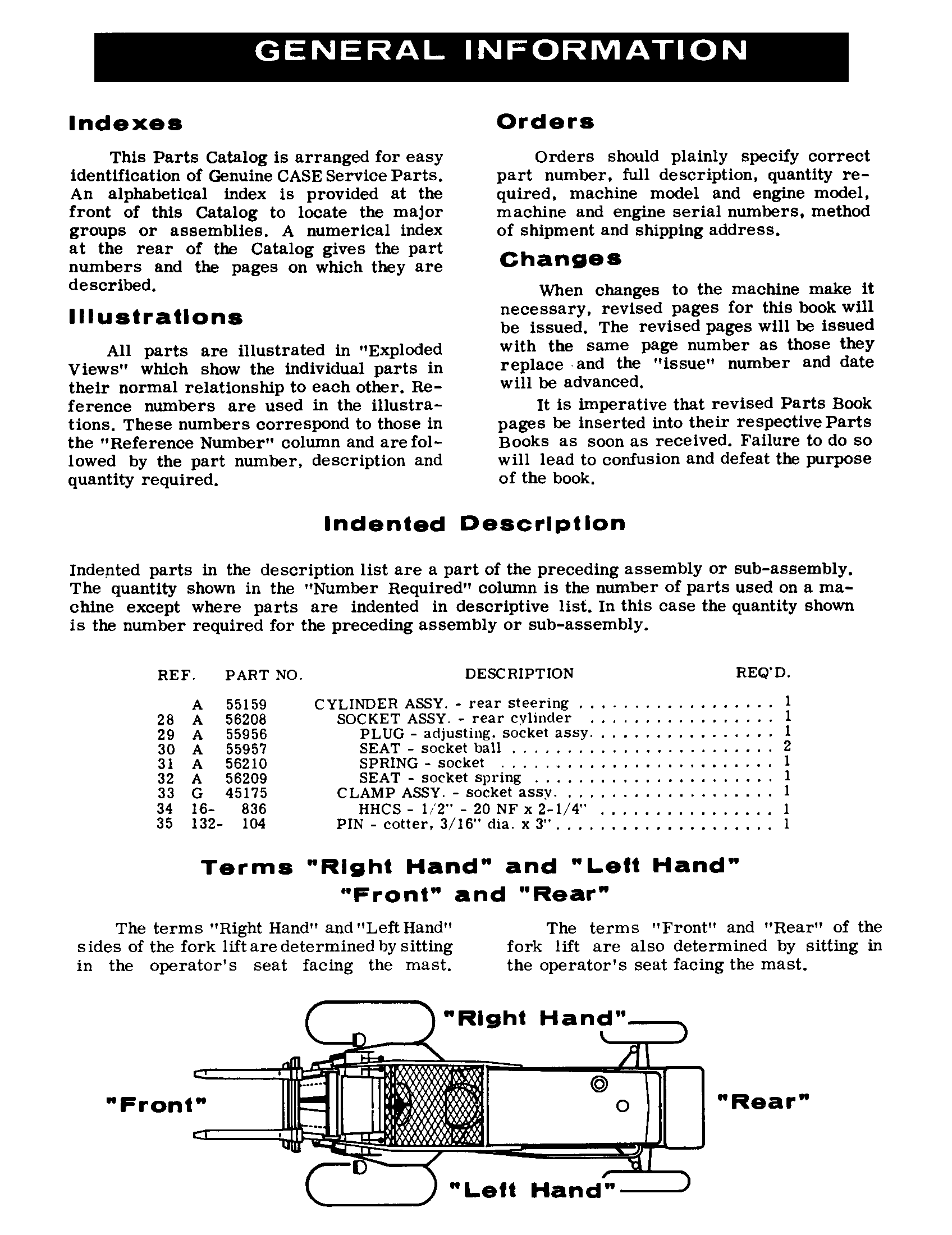 Case IH 530 CASE CONSTRUCTION KING FORKLIFT 01/60 12/70 Parts Diagrams