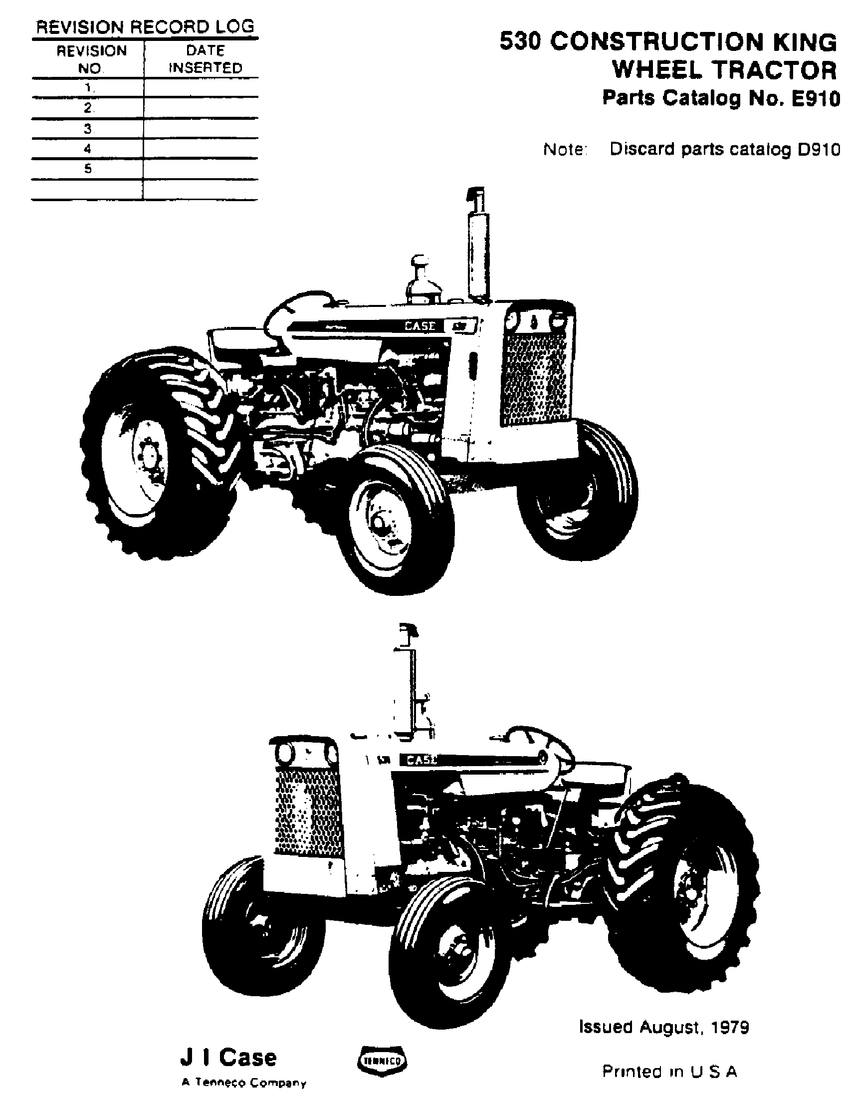 Case IH 530CK CASE CONSTRUCTION KING WHEEL TRACTOR 01/60 12/66 Parts ...