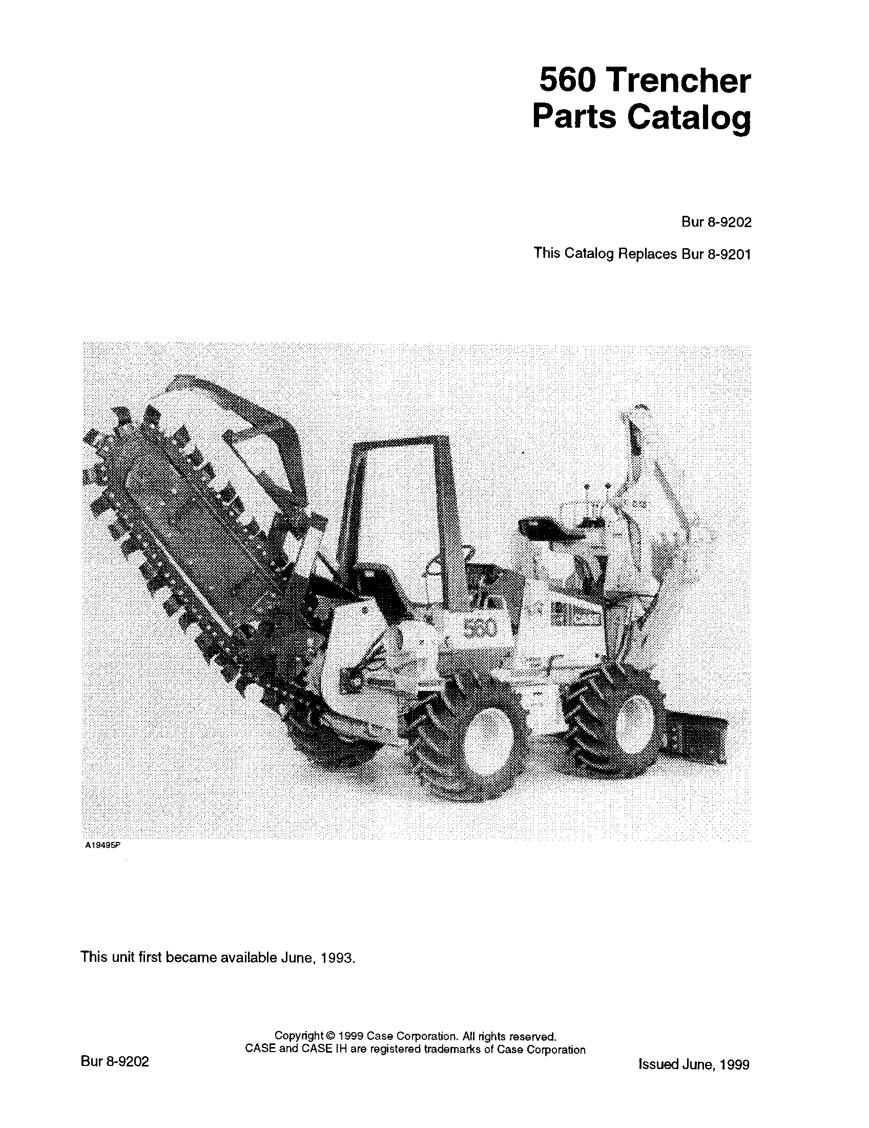 Case IH 560 CASE TRENCHER 01/93 12/04 Parts Diagrams