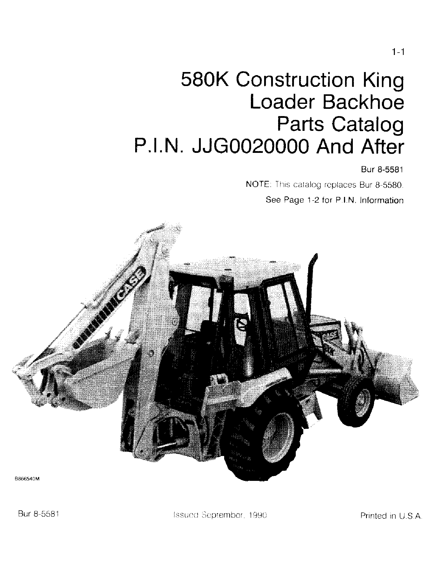 Case IH 580K LOADER BACKHOE (NORTH AMERICA) (ASN JJG0020000) 01/87 12/ ...