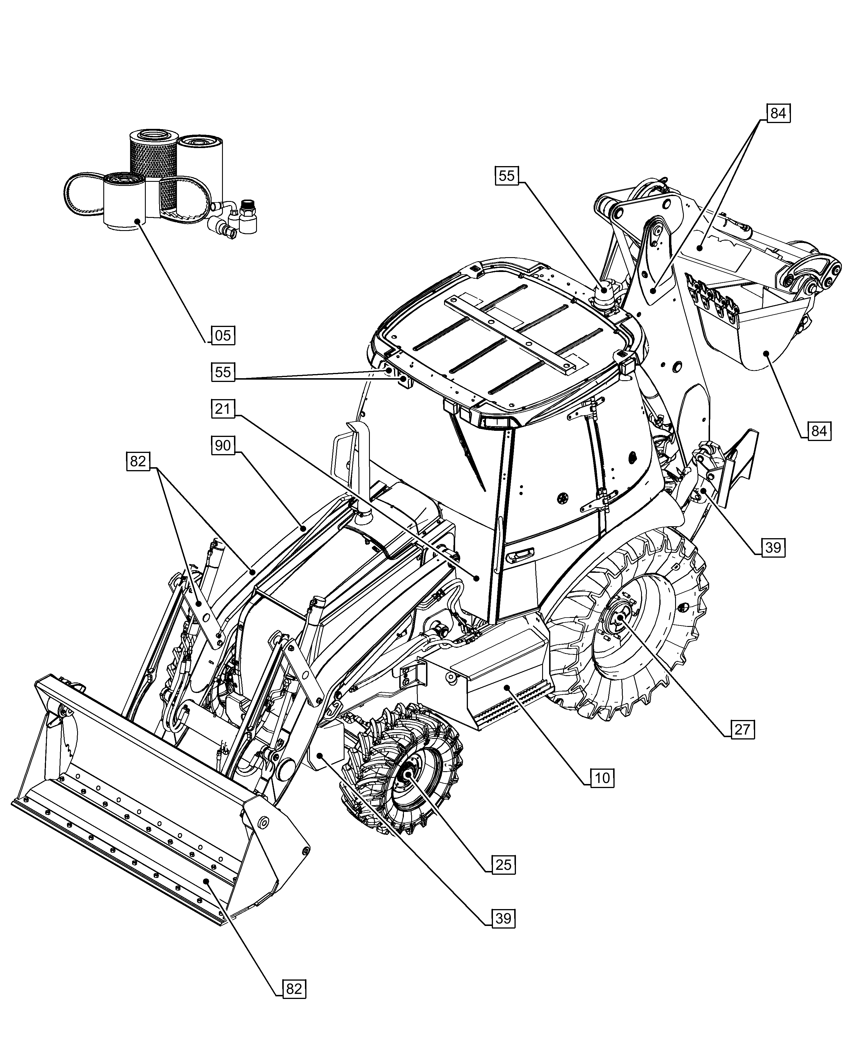 Case IH 580N EP BACKHOE LOADER - TIER 4B 02/15 10/16 Parts Diagrams