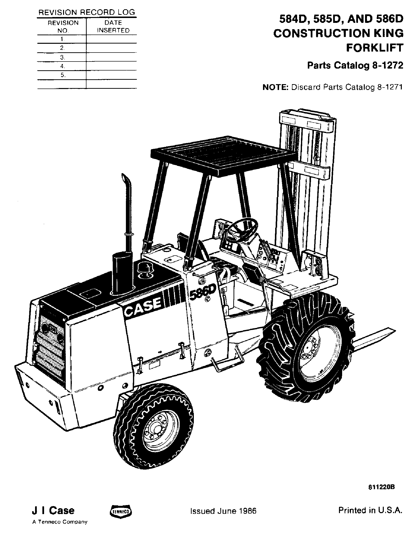 Case IH 586D CASE CONSTRUCTION KING FORKLIFT 01/84 12/88 Parts Diagrams