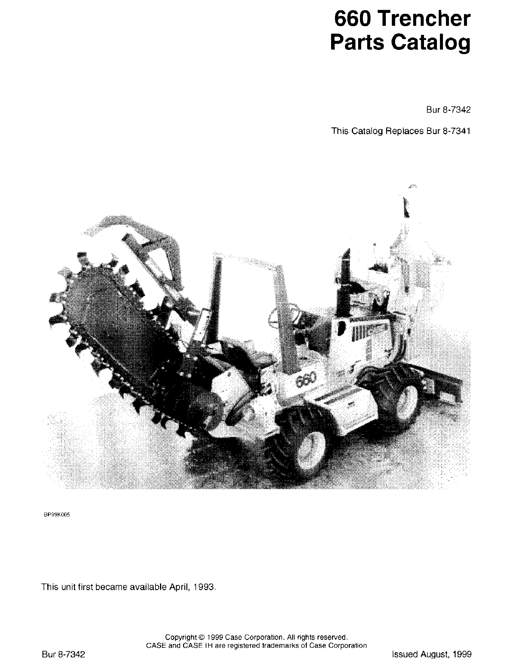 Case IH 660 CASE TRENCHER 01/86 12/03 Parts Diagrams
