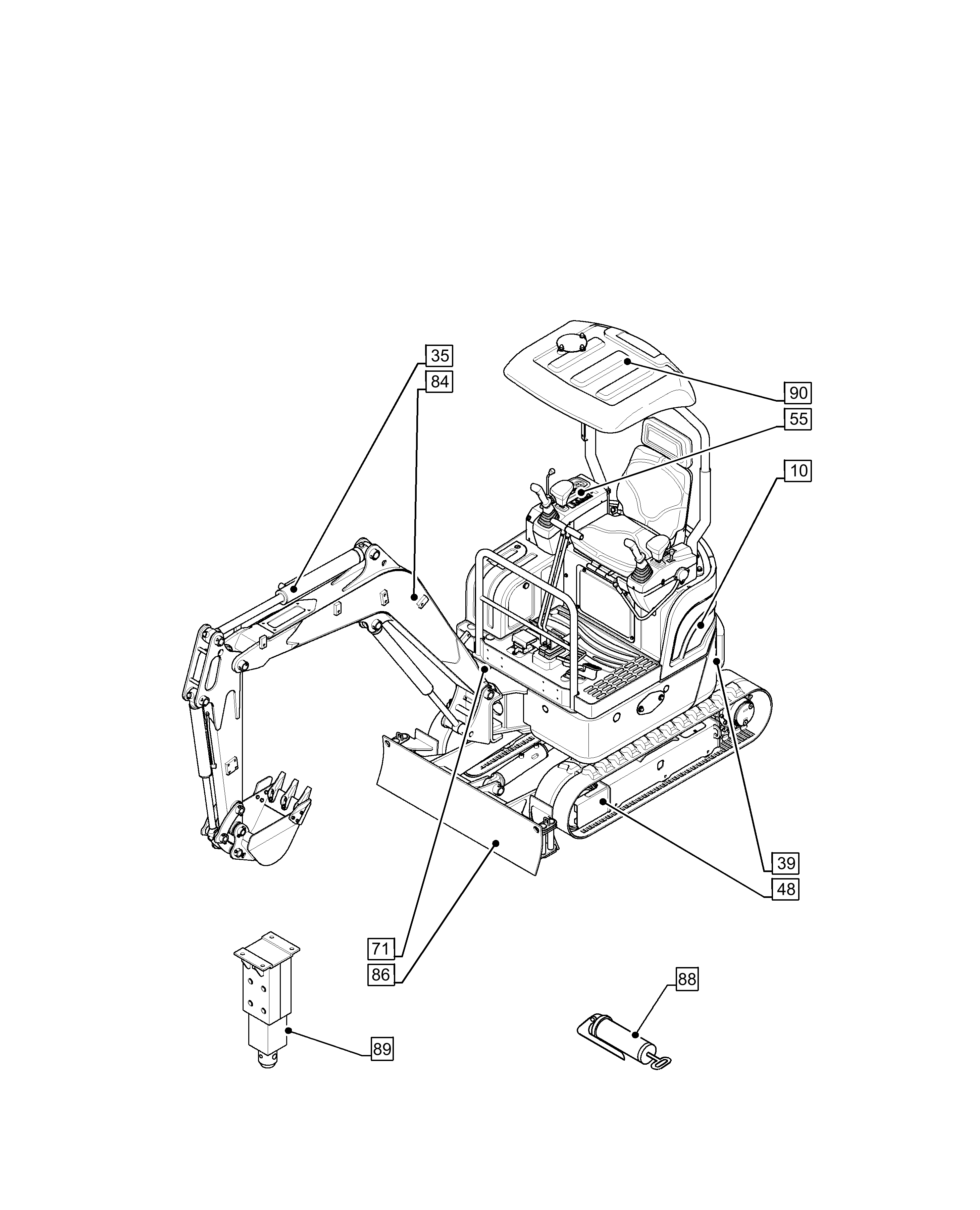 Case IH CX17C MINI CRAWLER EXCAVATOR, CANOPY - TIER 4 01/17 06/20 Parts ...