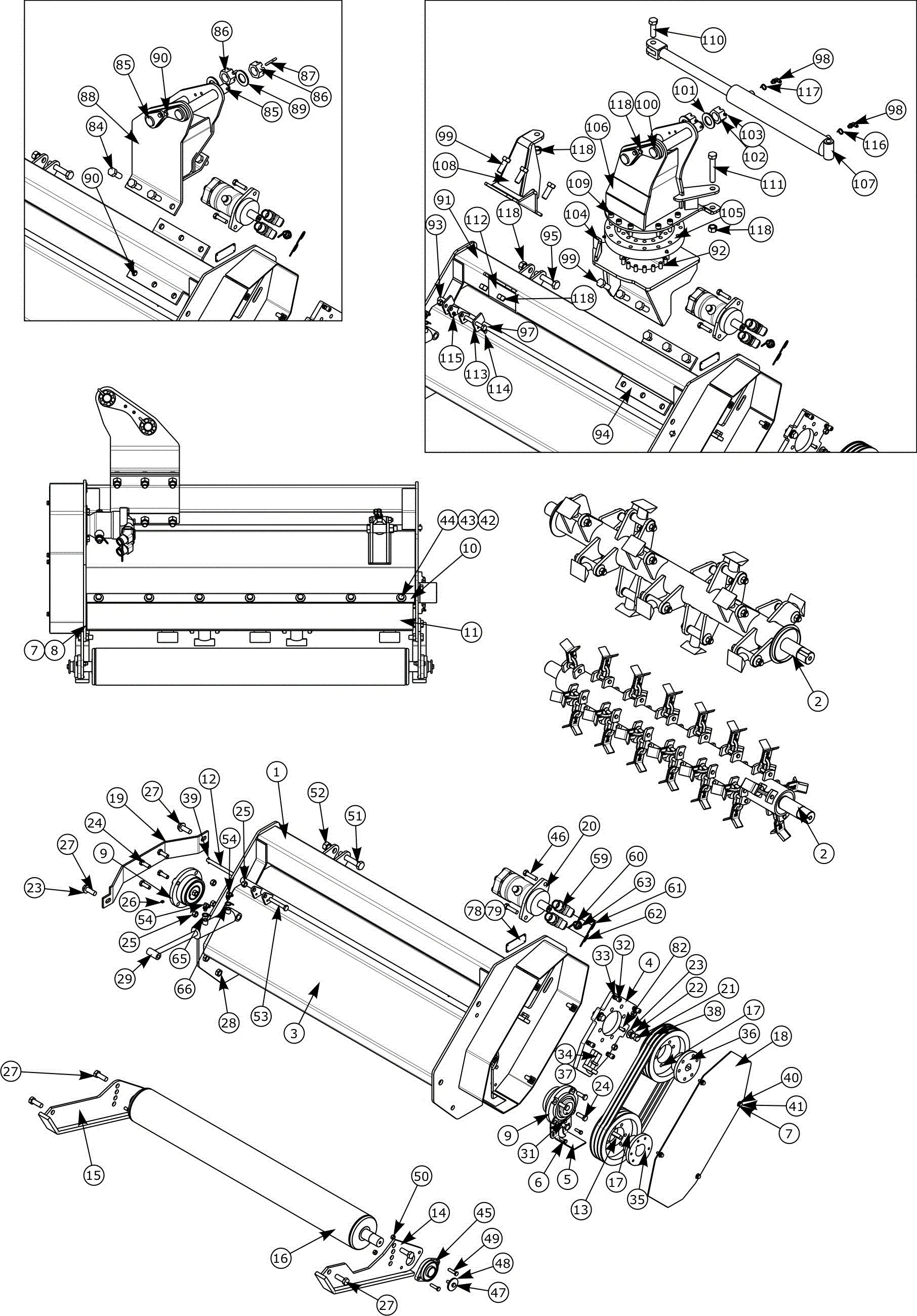 Alamo Machete Boom 2 High Frame Parts Diagrams