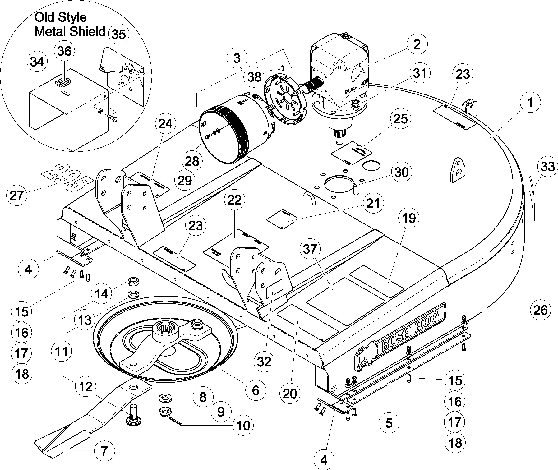 Bush Hog 290 Series Rotary Cutters Parts Diagrams